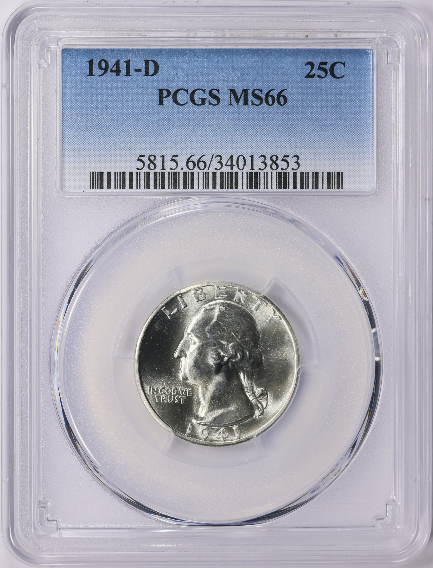 1941-D Washington Quarter PCGS MS-66 (Item 1771867) | GreatCollections Coin Auctions