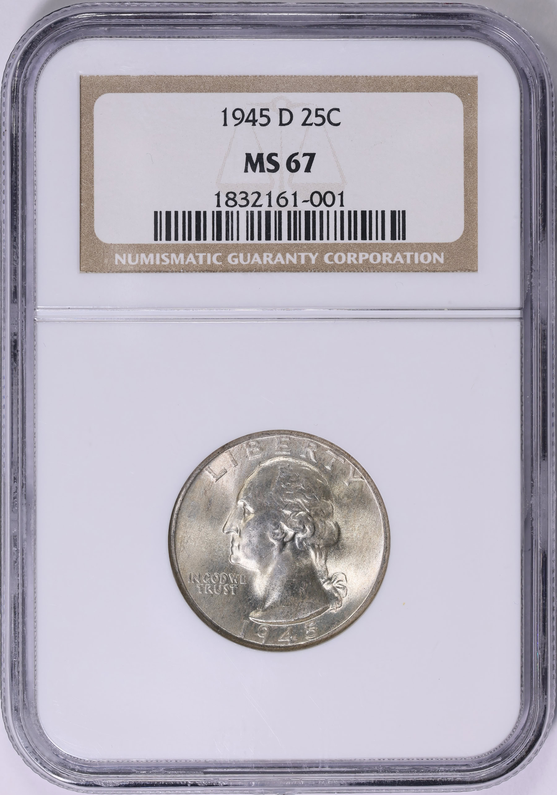 1945-D Washington Quarter NGC MS-67 (Item 1771882) | GreatCollections ...