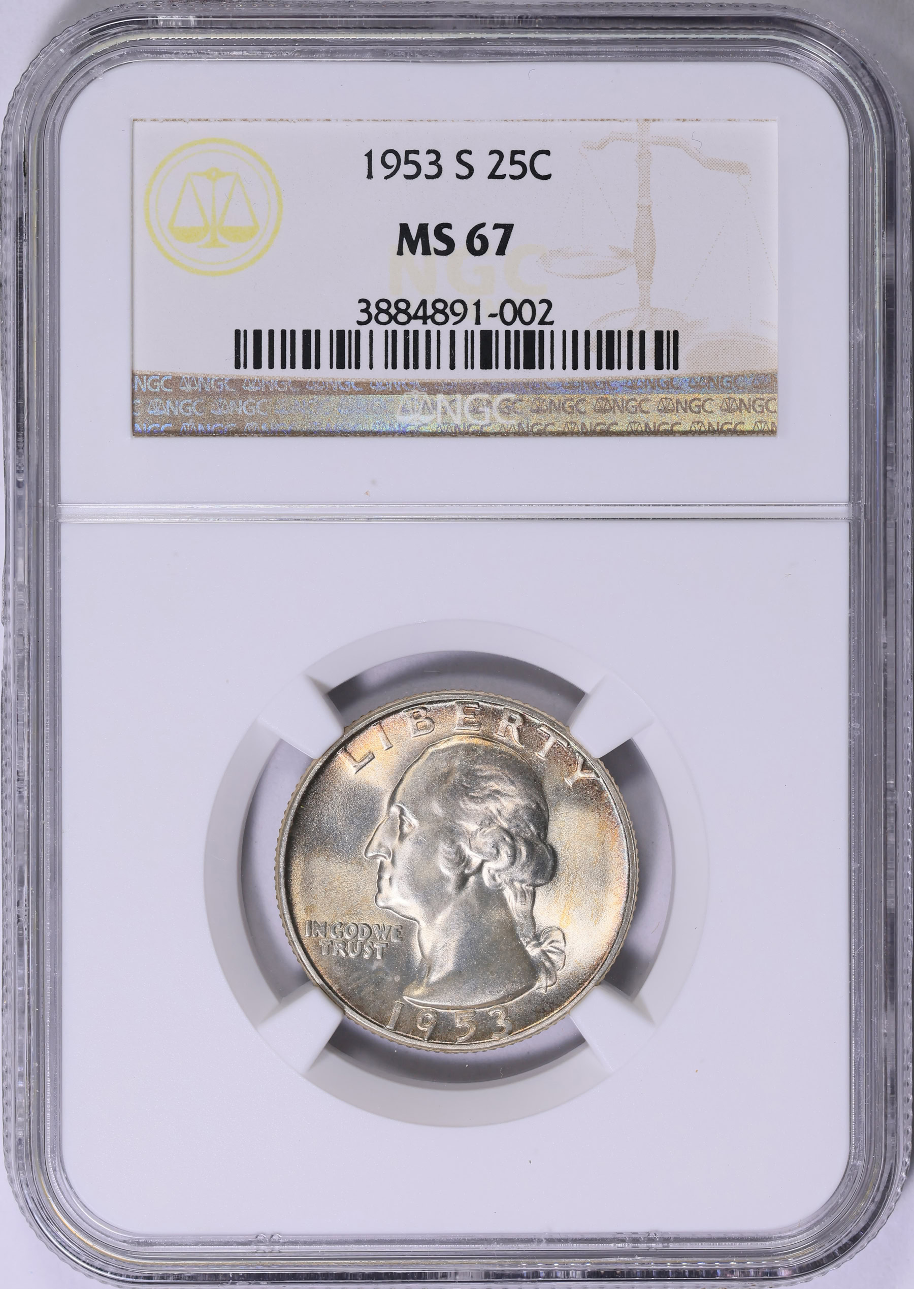 1953-S Washington Quarter NGC MS-67 (Toned) (Item 1771899) | GreatCollections Coin Auctions