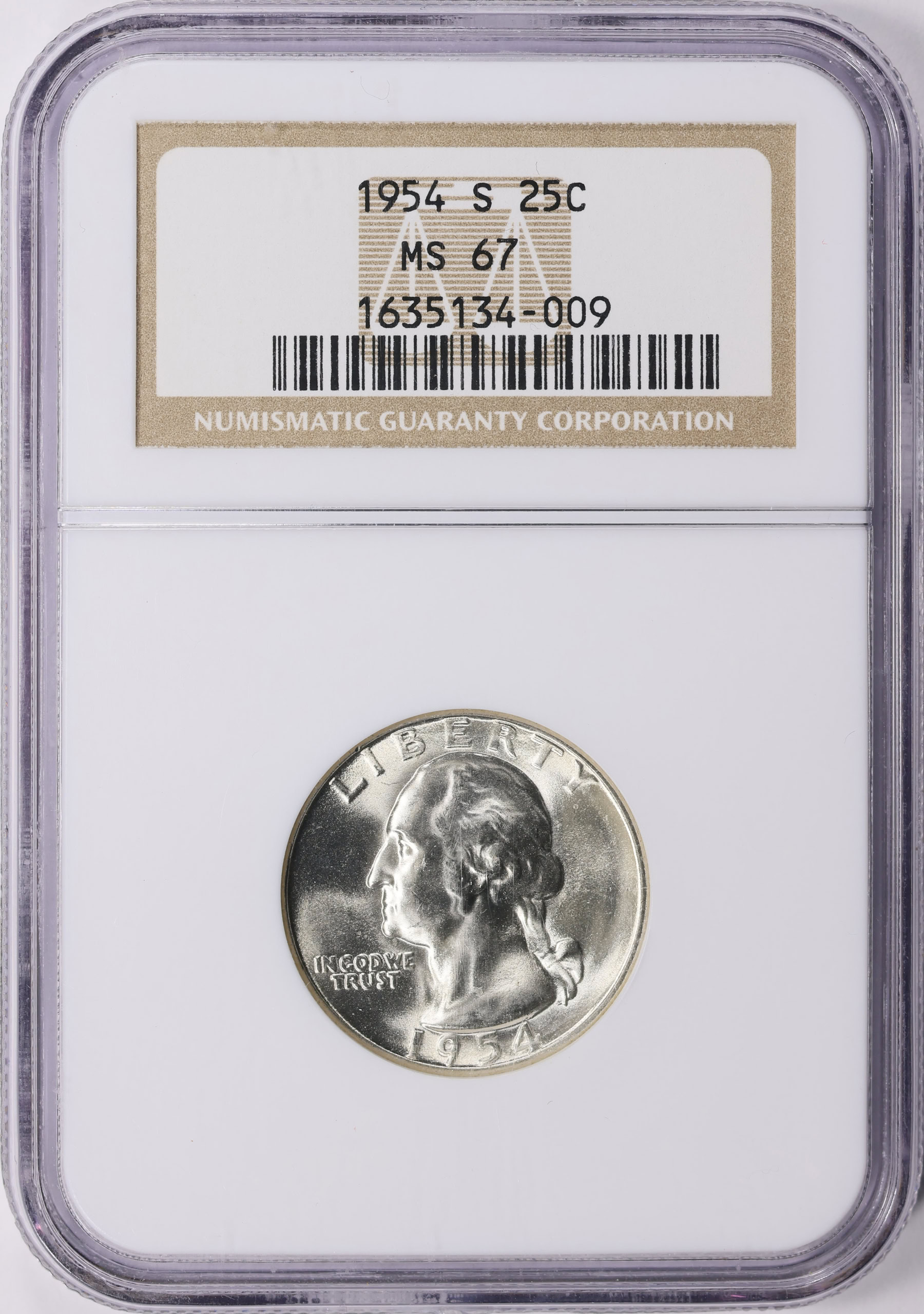 1954-S Washington Quarter NGC MS-67 (Item 1771900) | GreatCollections Coin Auctions