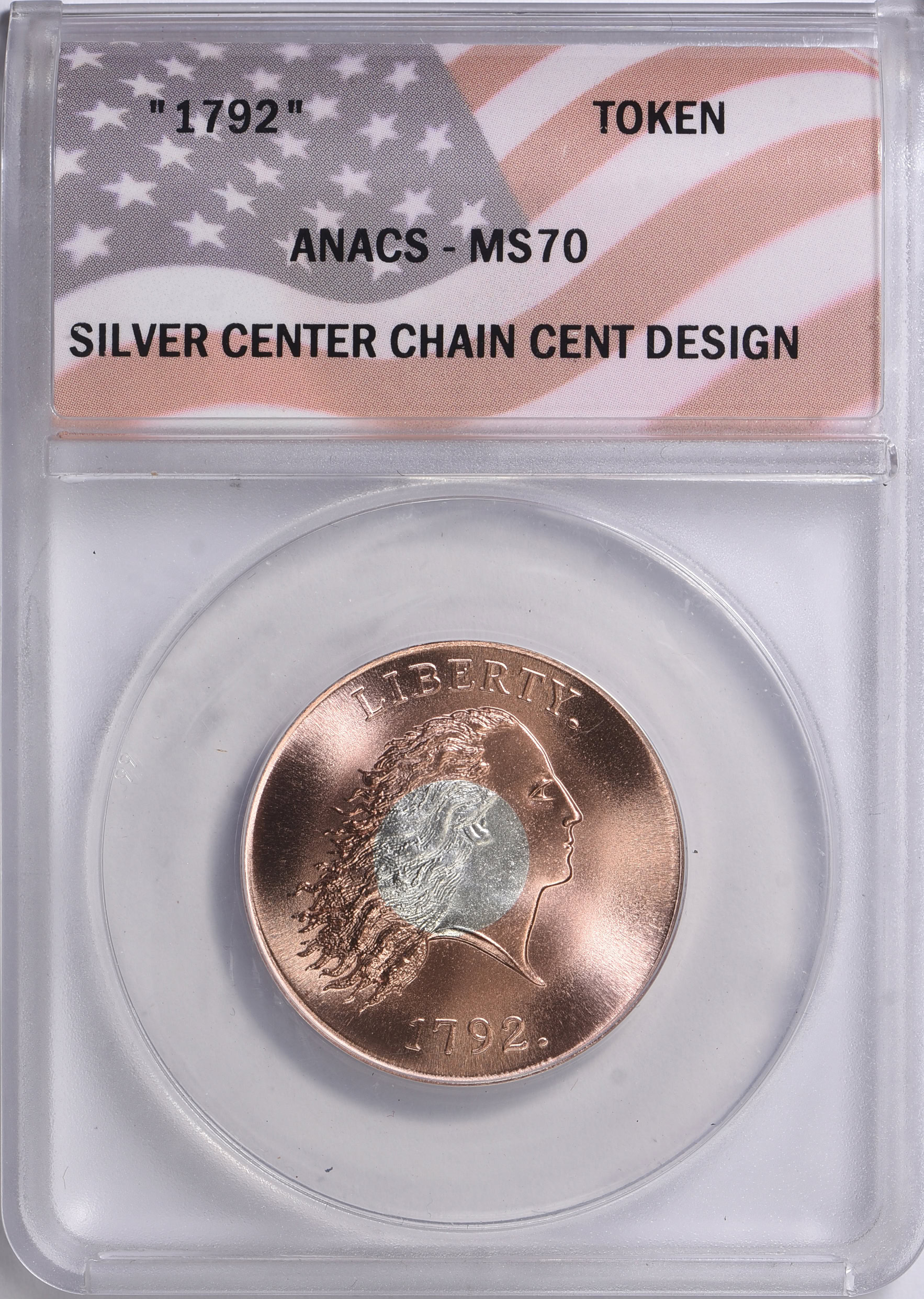 "1792" Chain Cent Design Bimetallic Token ANACS MS-70 | ANACS Cert ...