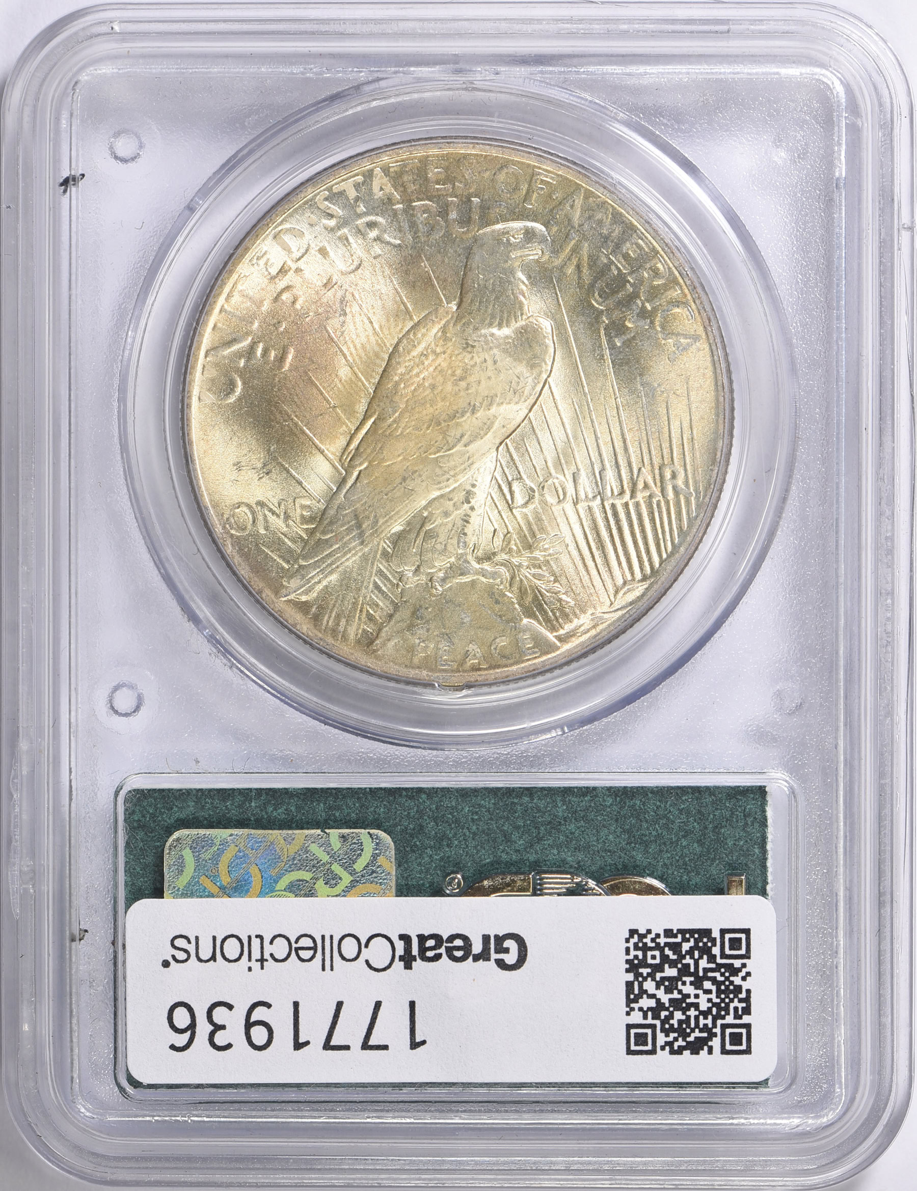 1925 Peace Silver Dollar PCGS MS-64 OGH (2nd Gen) (Toned) (Item 1771936 ...