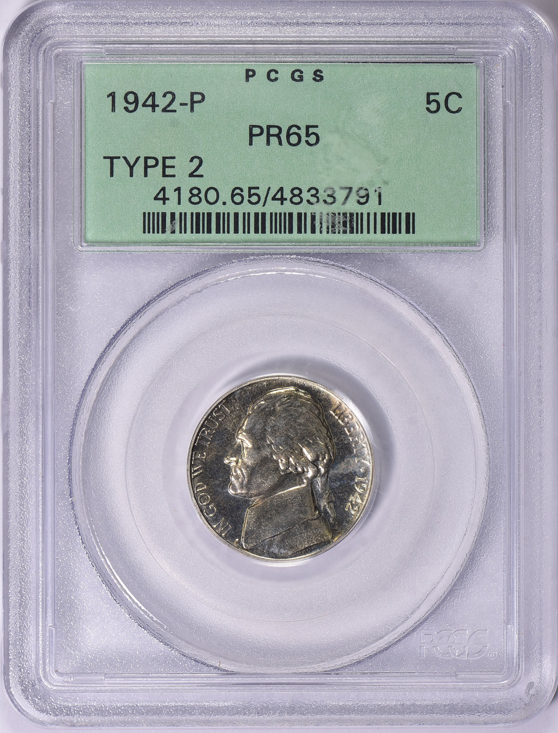 1942-P Jefferson Nickel Type 2 PCGS Proof-65 OGH (Item 1771939 ...