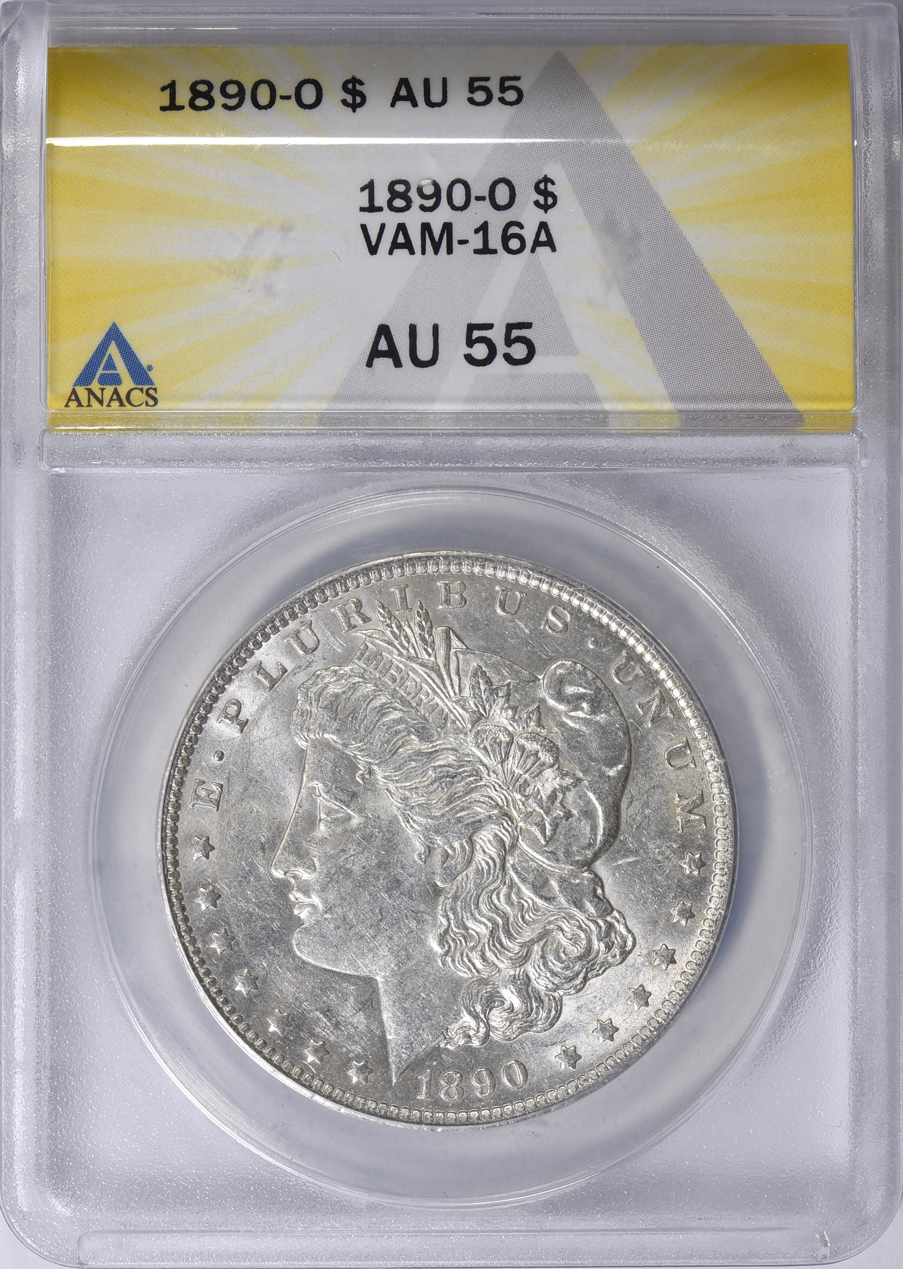 1890-O Morgan Silver Dollar VAM-16A ANACS AU-55 (Item 1771990) | GreatCollections Coin Auctions