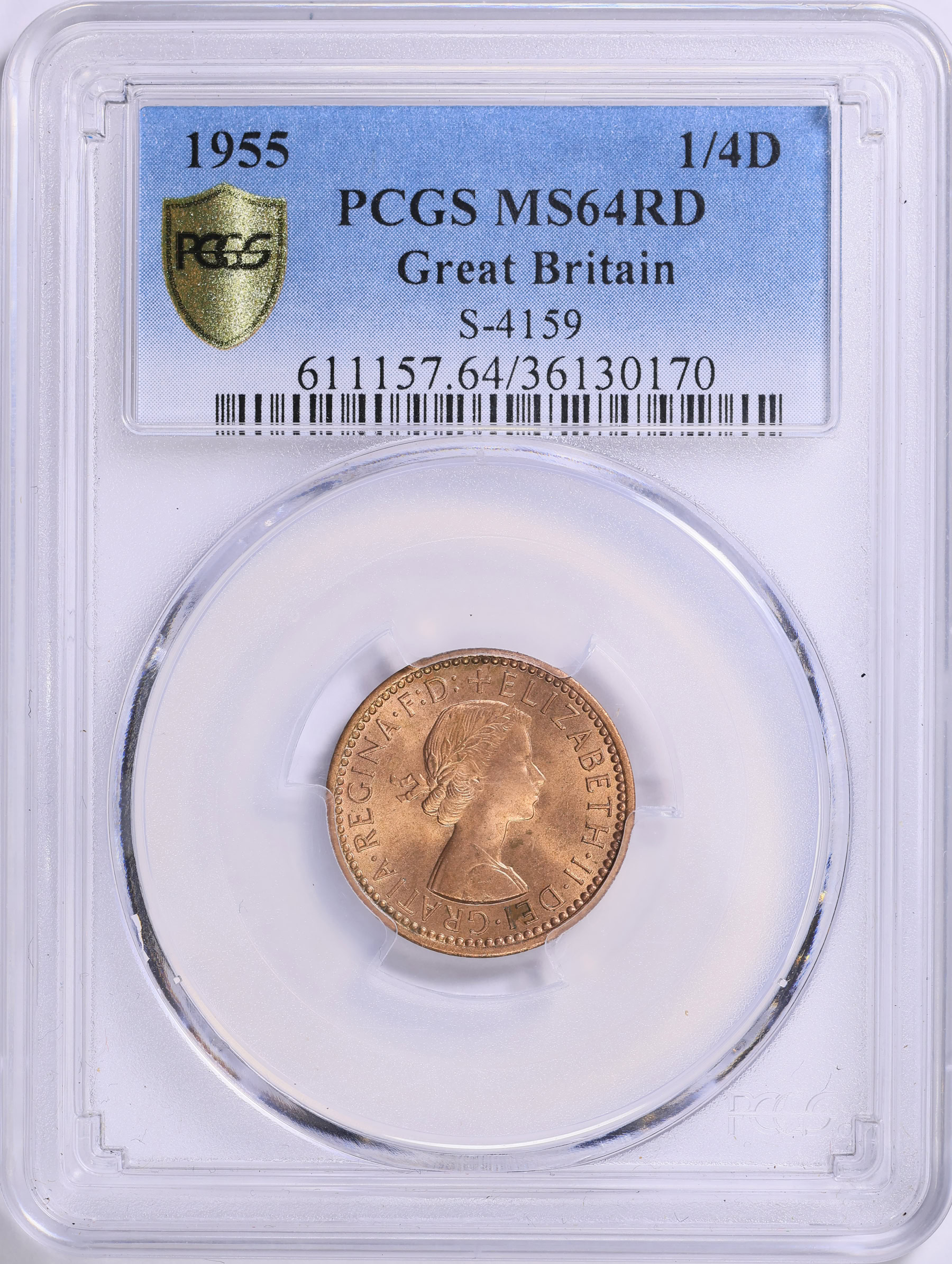 Great Britain 1955 Farthing KM-895 PCGS MS-64 RD (Item 1771999 ...