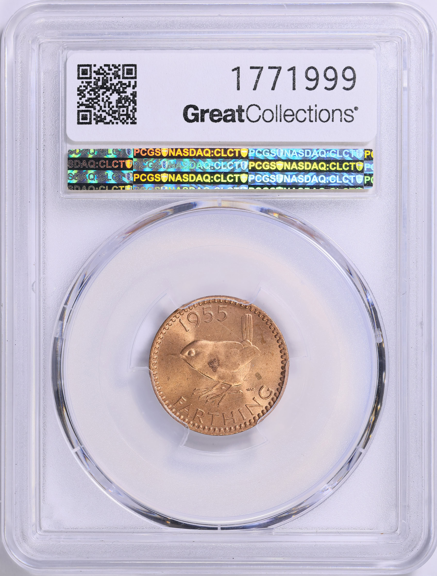 Great Britain 1955 Farthing KM-895 PCGS MS-64 RD (Item 1771999 ...