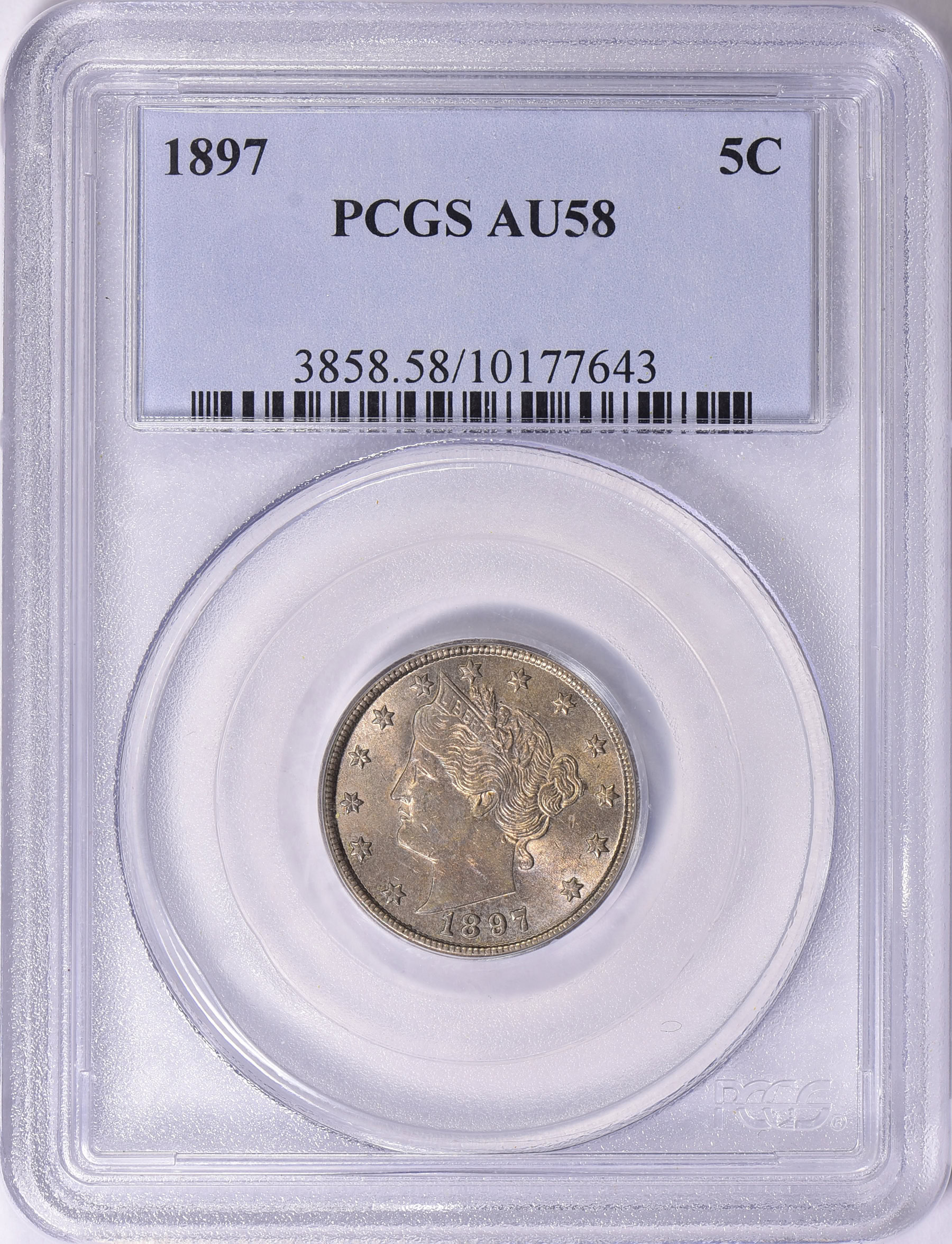 1897 Liberty Nickel PCGS AU-58 (Toned) (Item 1772179) | GreatCollections Coin Auctions