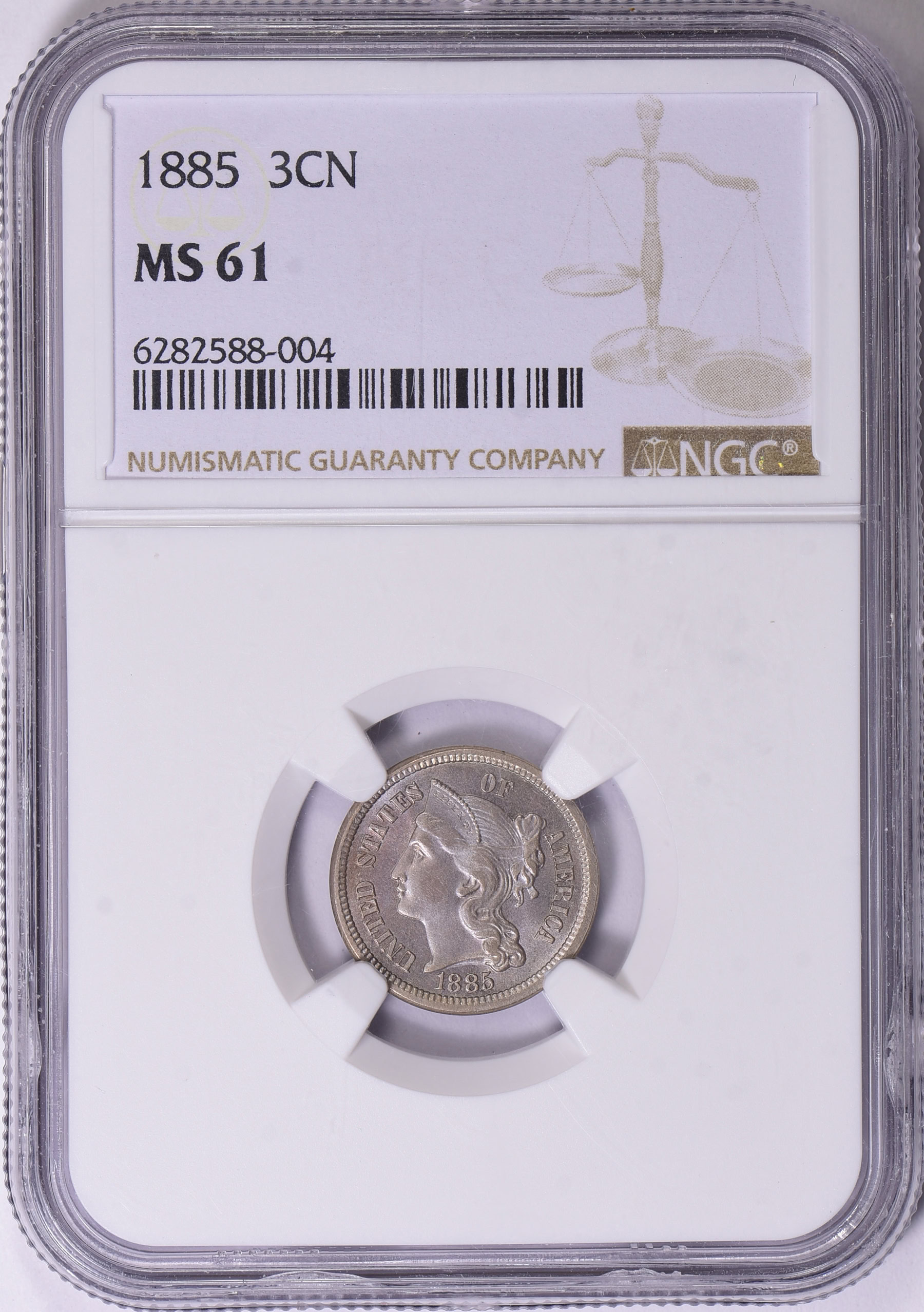 1885 Nickel Three-Cent Piece NGC MS-61 (Toned) (Item 1772256 ...