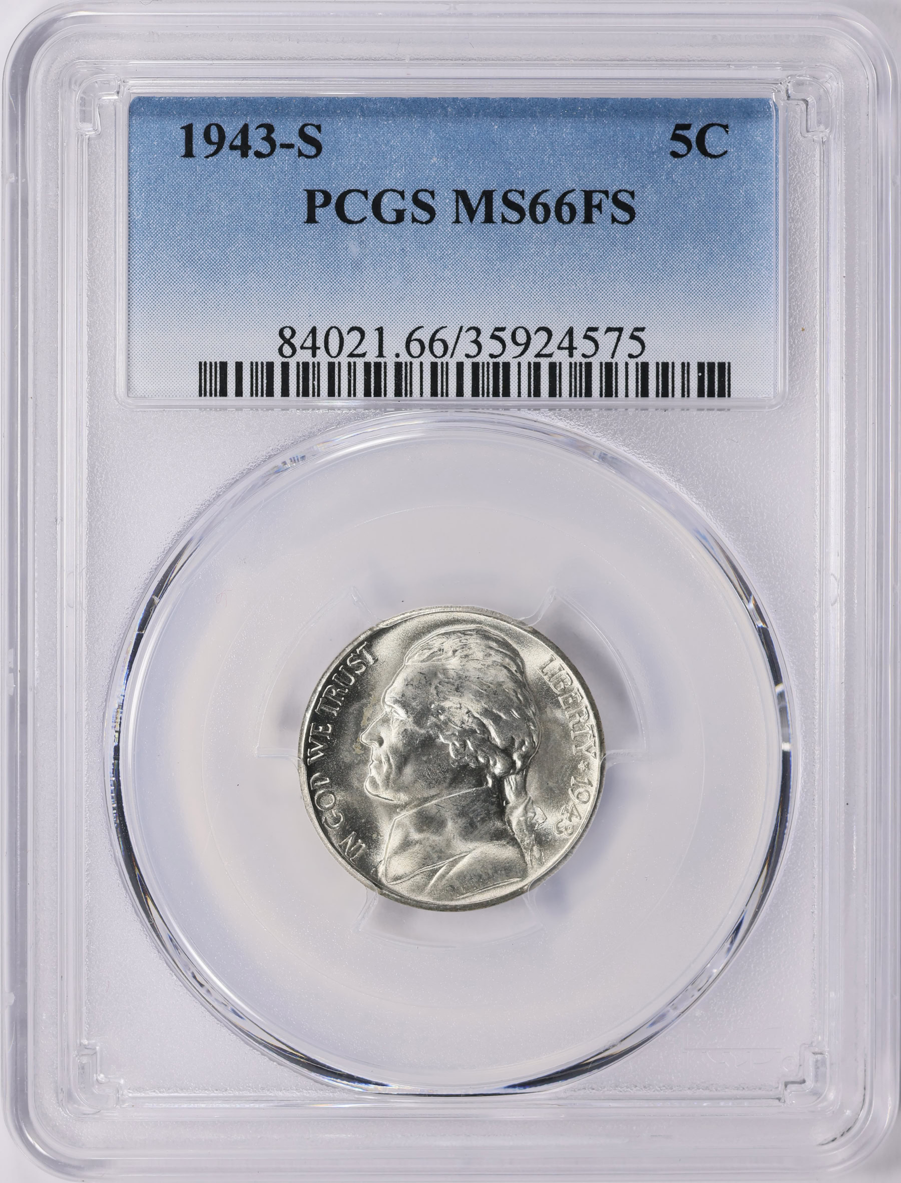 1943-S Jefferson Nickel PCGS MS-66 FS (Item 1772264) | GreatCollections Coin Auctions