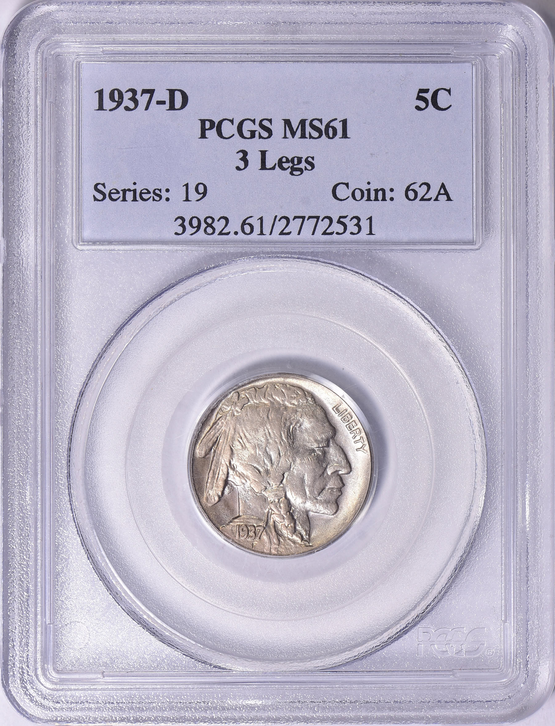 1937-D Buffalo Nickel 3 Legs PCGS MS-61 (Item 1772326) | GreatCollections Coin Auctions
