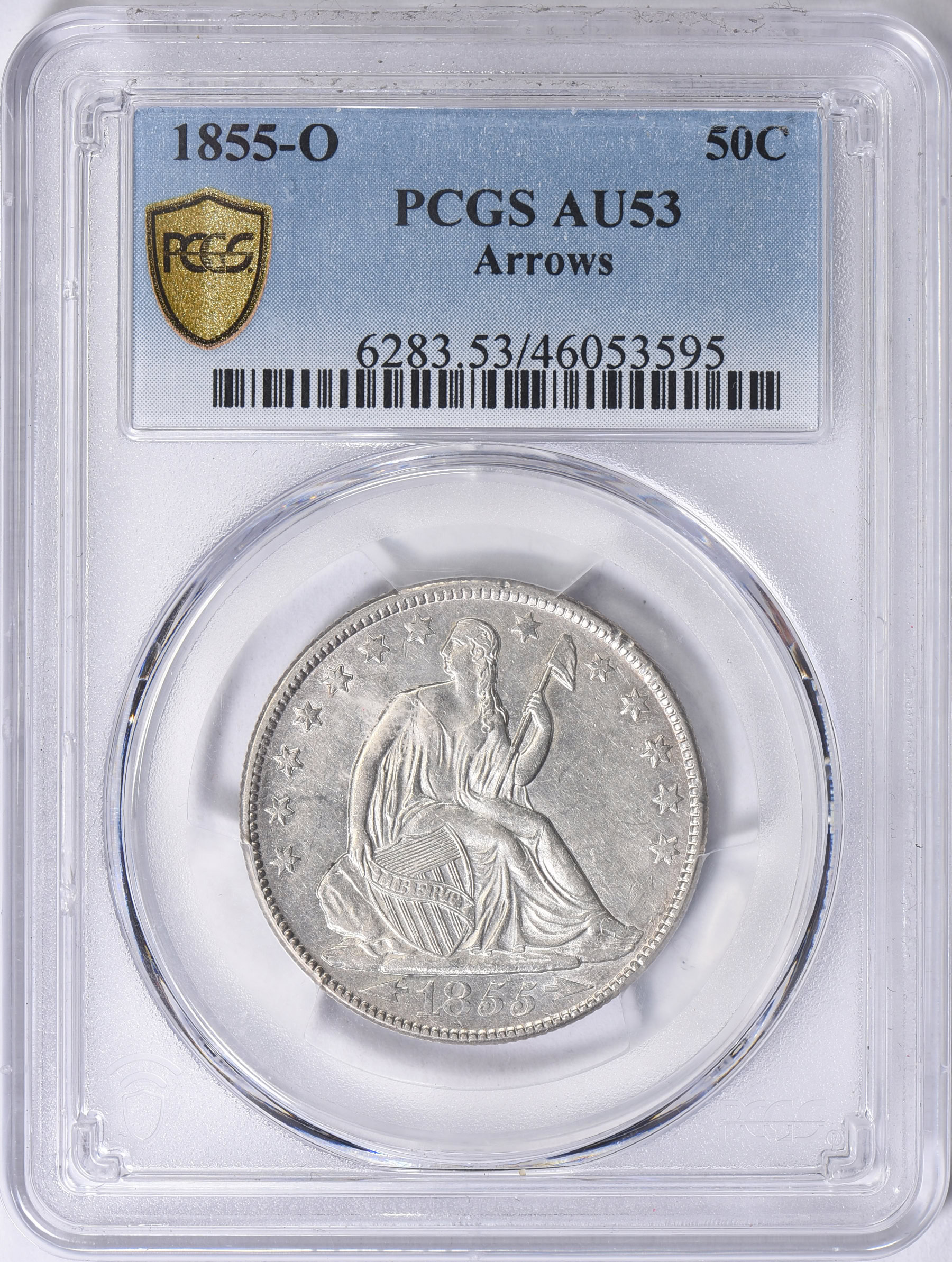 1855-O Seated Liberty Half Dollar Arrows PCGS AU-53 (Item 1772327) | GreatCollections Coin Auctions