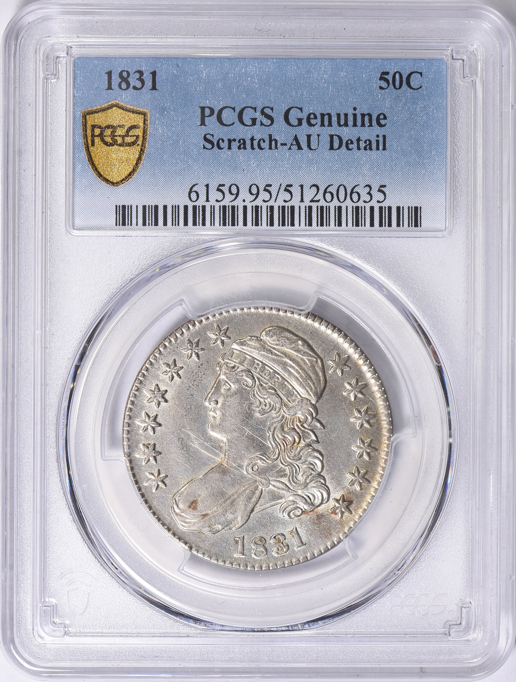 1831 Capped Bust Half Dollar PCGS Genuine AU Details (Item 1772376) | GreatCollections Coin Auctions