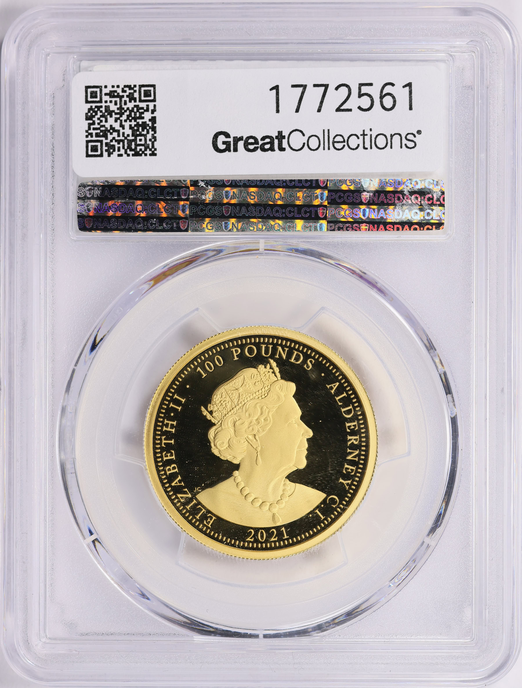 Alderney 2021 Gold 100 Pounds QE II Una & the Lion PCGS Proof-70 DCAM ...
