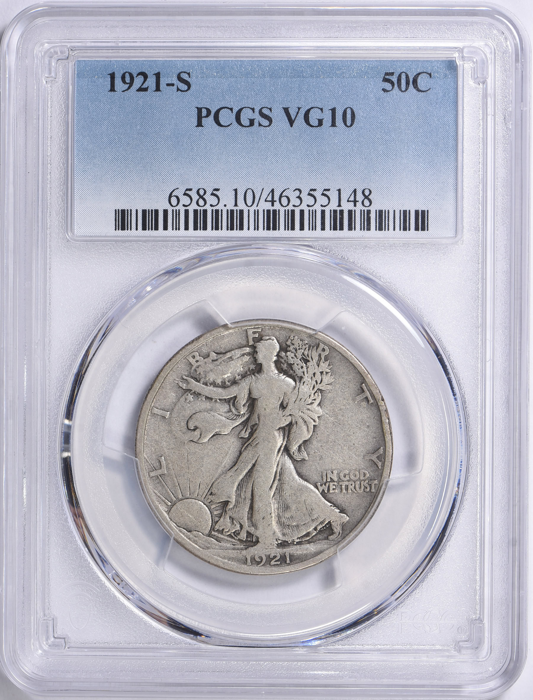 1921-S Walking Liberty Half Dollar PCGS VG-10 (Item 1772636) | GreatCollections Coin Auctions