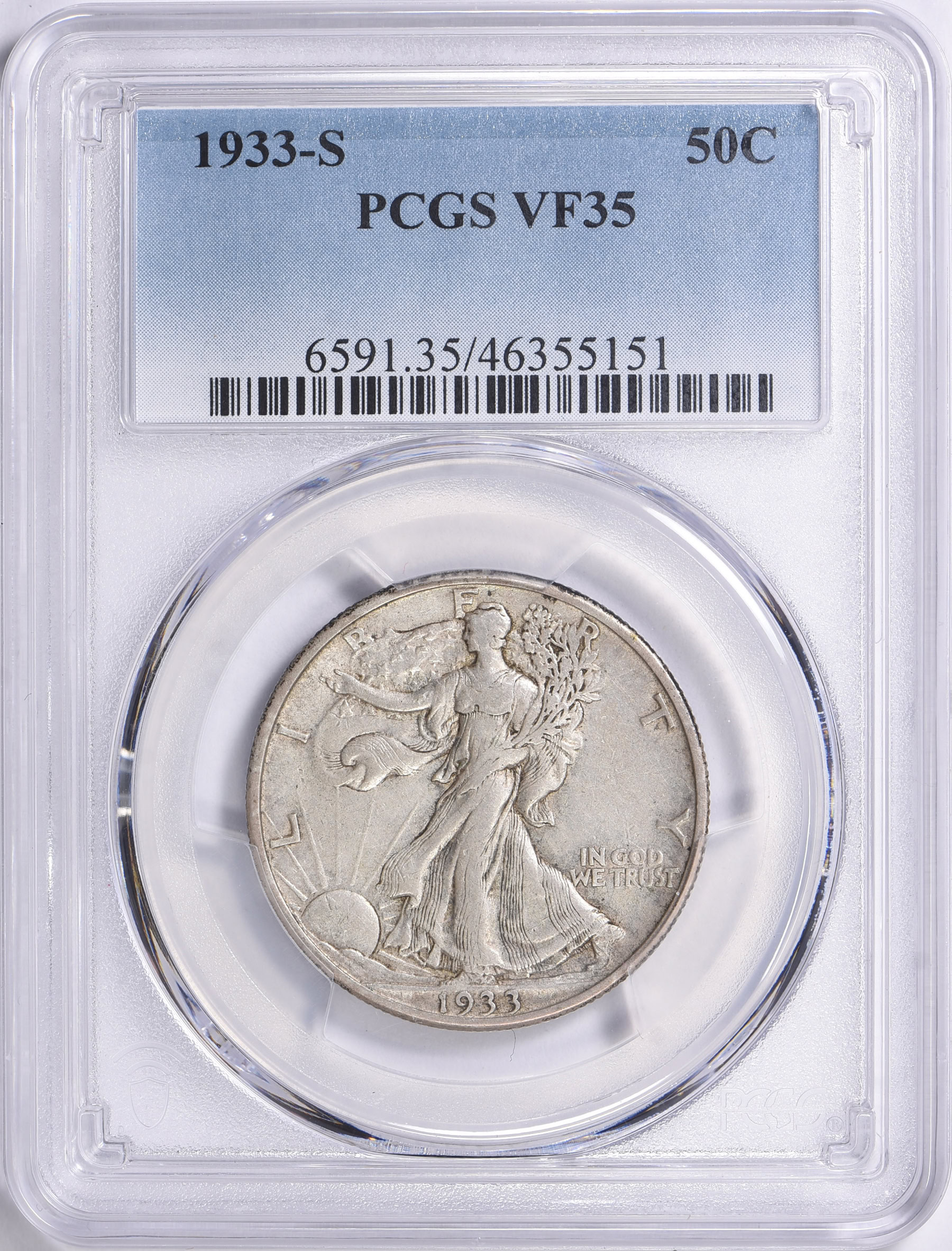 1933-S Walking Liberty Half Dollar PCGS VF-35 (Item 1772638) | GreatCollections Coin Auctions