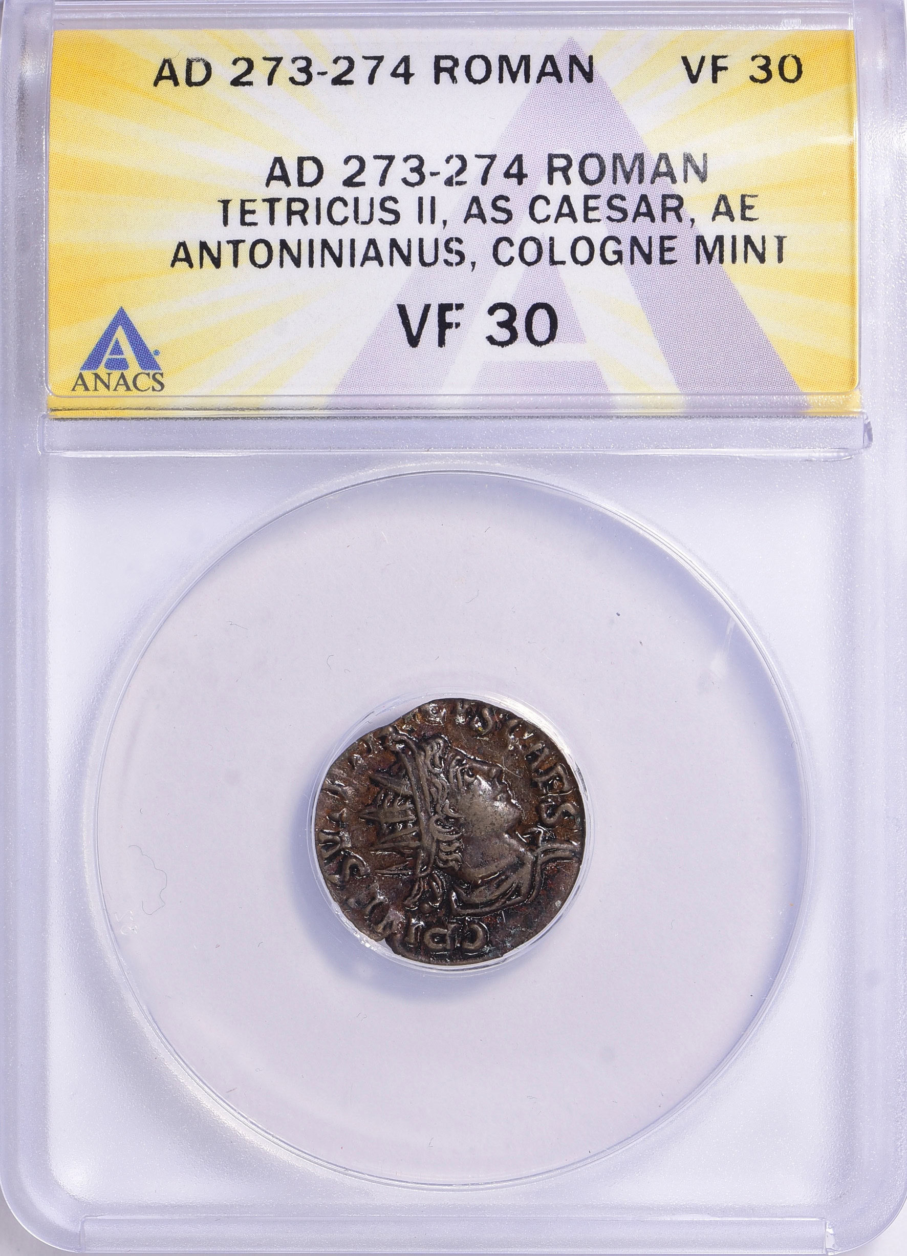 Ancient Roman Empire, Tetricus II as Caesar (A.D. 273-274) A.D. 273 AE ...