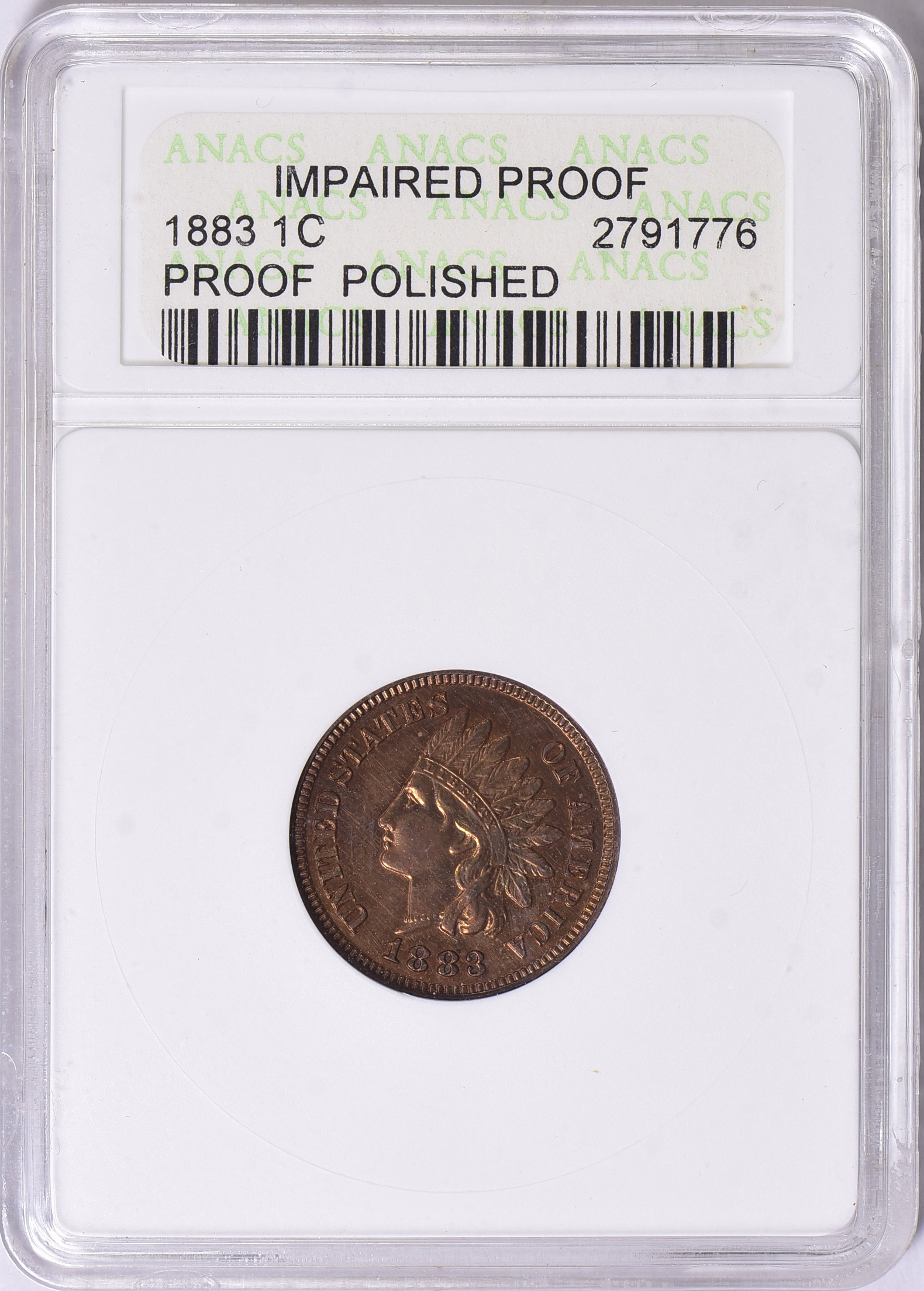1883 Indian Cent ANACS Proof Details OH (Item 1772714 ...