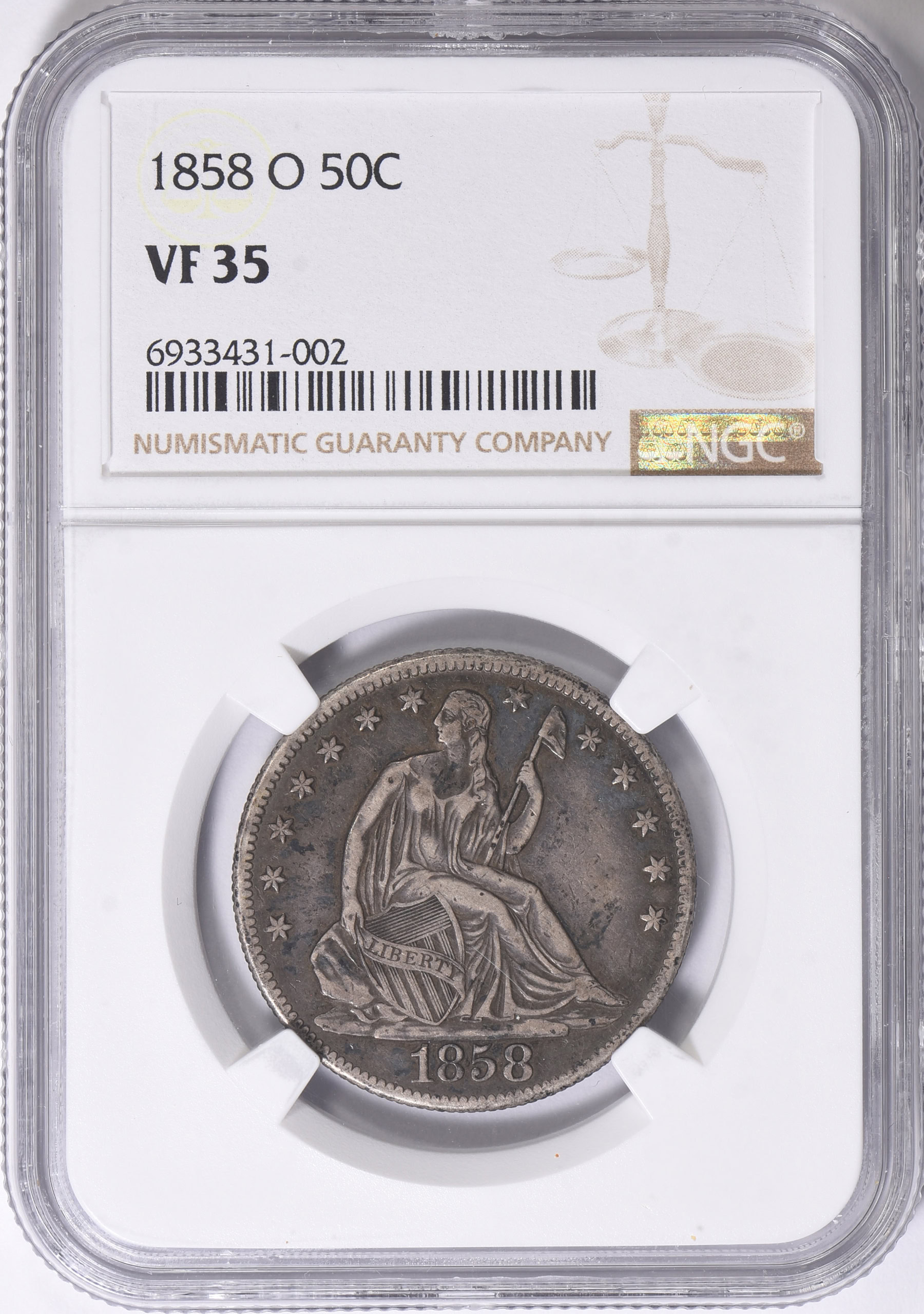 1858-O Seated Liberty Half Dollar NGC VF-35 (Item 1772720) | GreatCollections Coin Auctions