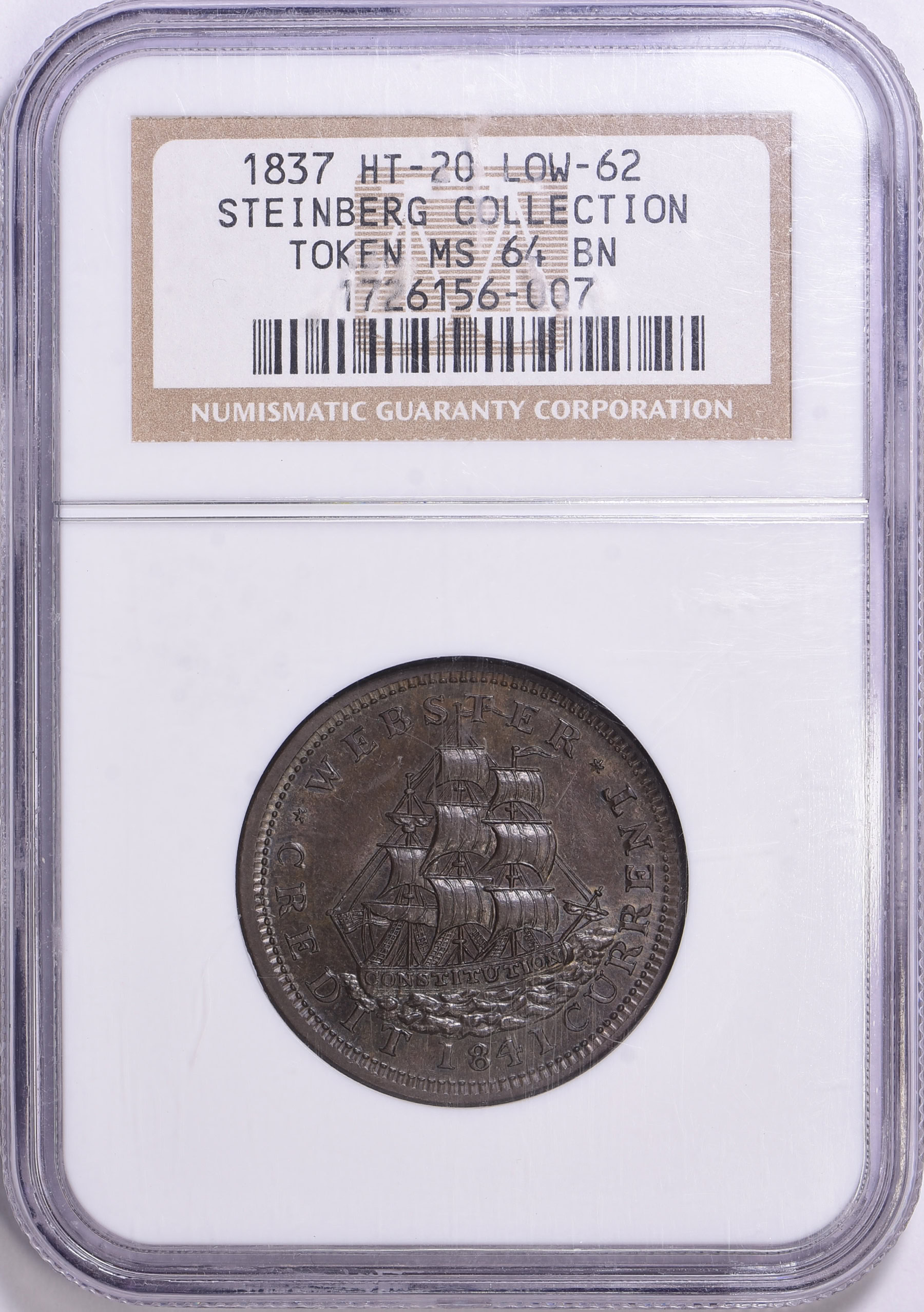 1837 - 1841 Webster Credit Current Hard Times Token HT-20 NGC MS-64 BN ...