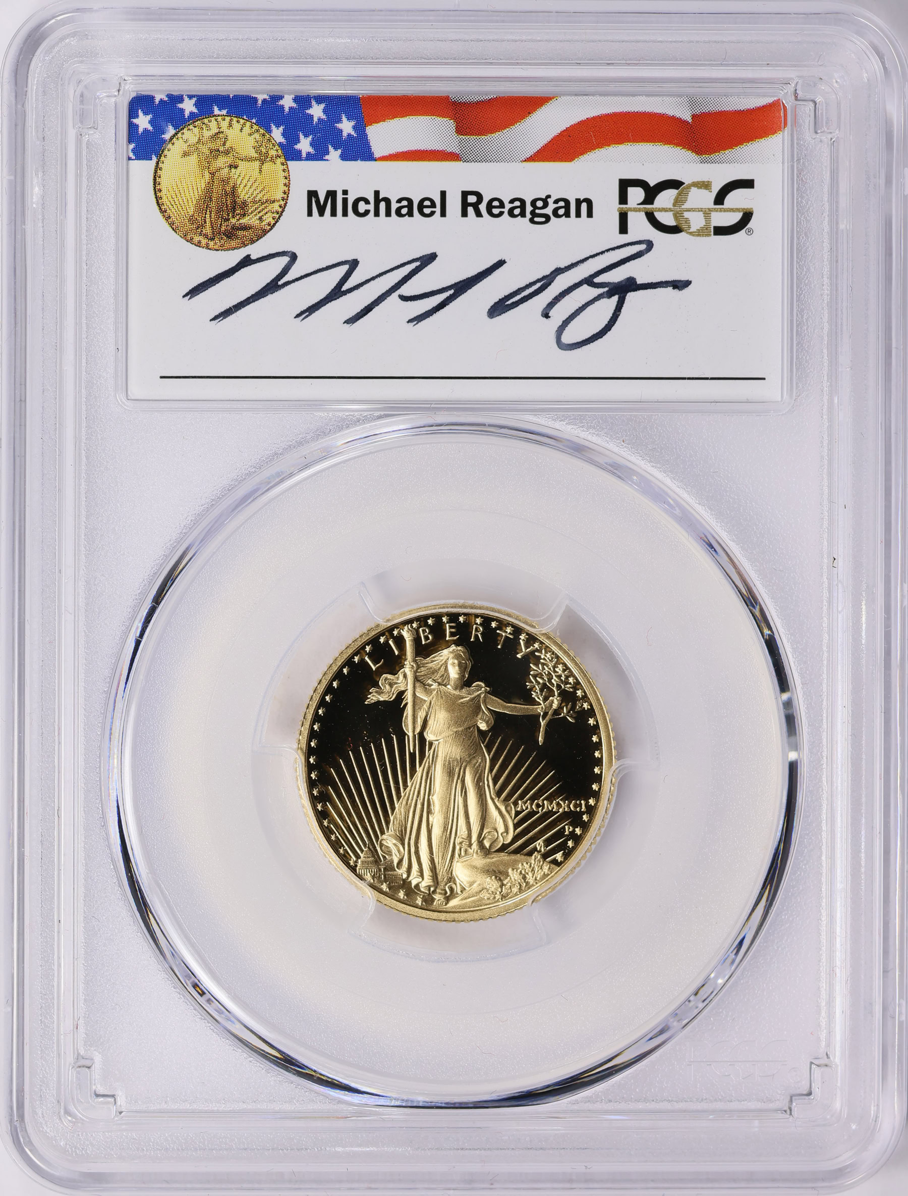 1991-P $10 Quarter-Ounce Gold American Eagle Reagan Legacy Series PCGS ...