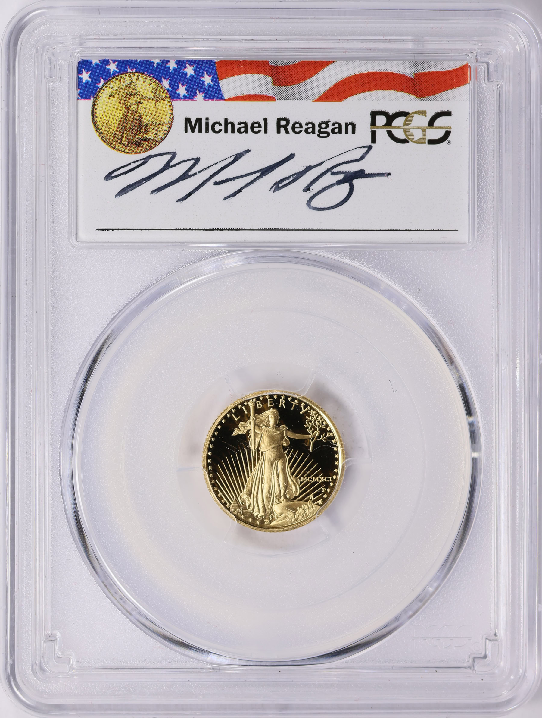 1991-P $5 Tenth-Ounce Gold American Eagle Reagan Legacy Series PCGS Proof-69 DCAM (Michael ...