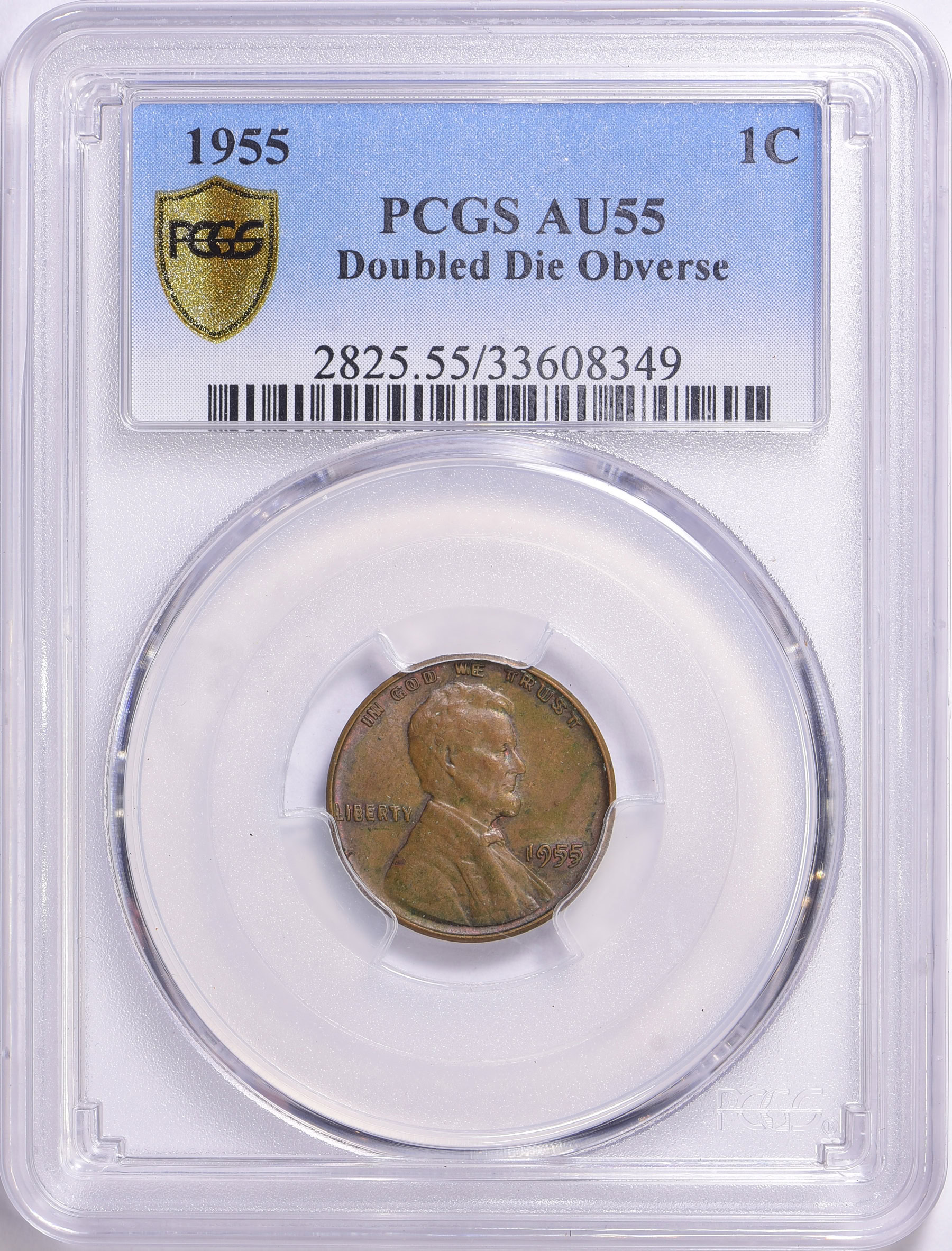 1955 Lincoln Cent Doubled Die Obverse PCGS AU-55 BN (Item 1773113) | GreatCollections Coin Auctions