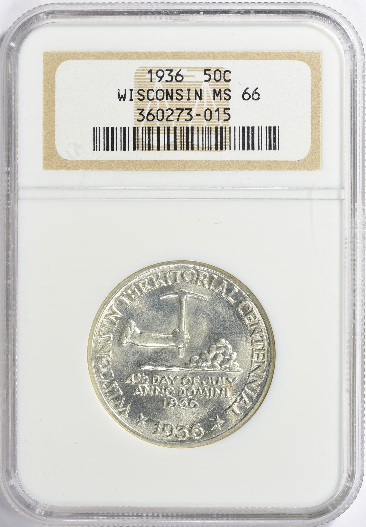 1936 Wisconsin Territorial Centennial Half Dollar NGC MS-66 (Item ...