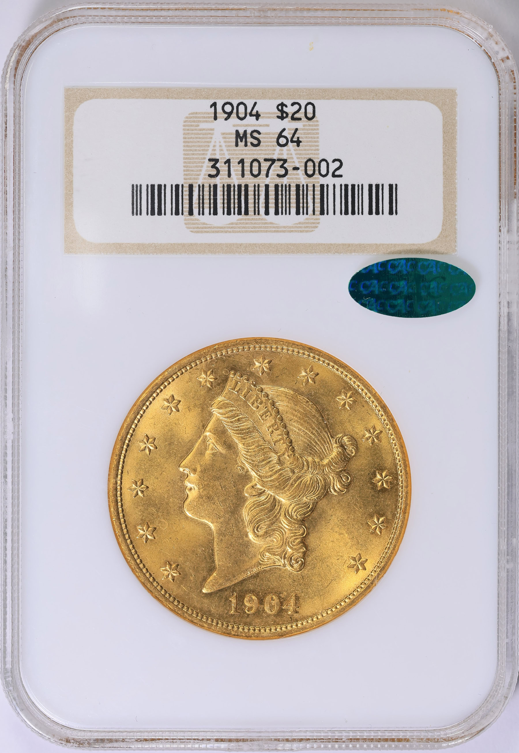 1904 Liberty Gold Double Eagle NGC MS-64 (CAC Green) OH (Item 1773189) | GreatCollections Coin ...