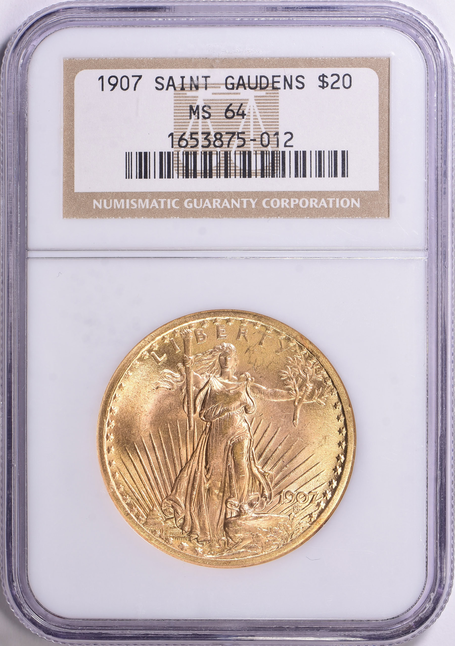 1907 Saint-Gaudens Gold Double Eagle Arabic Numerals NGC MS-64 (Item 1773193) | GreatCollections ...
