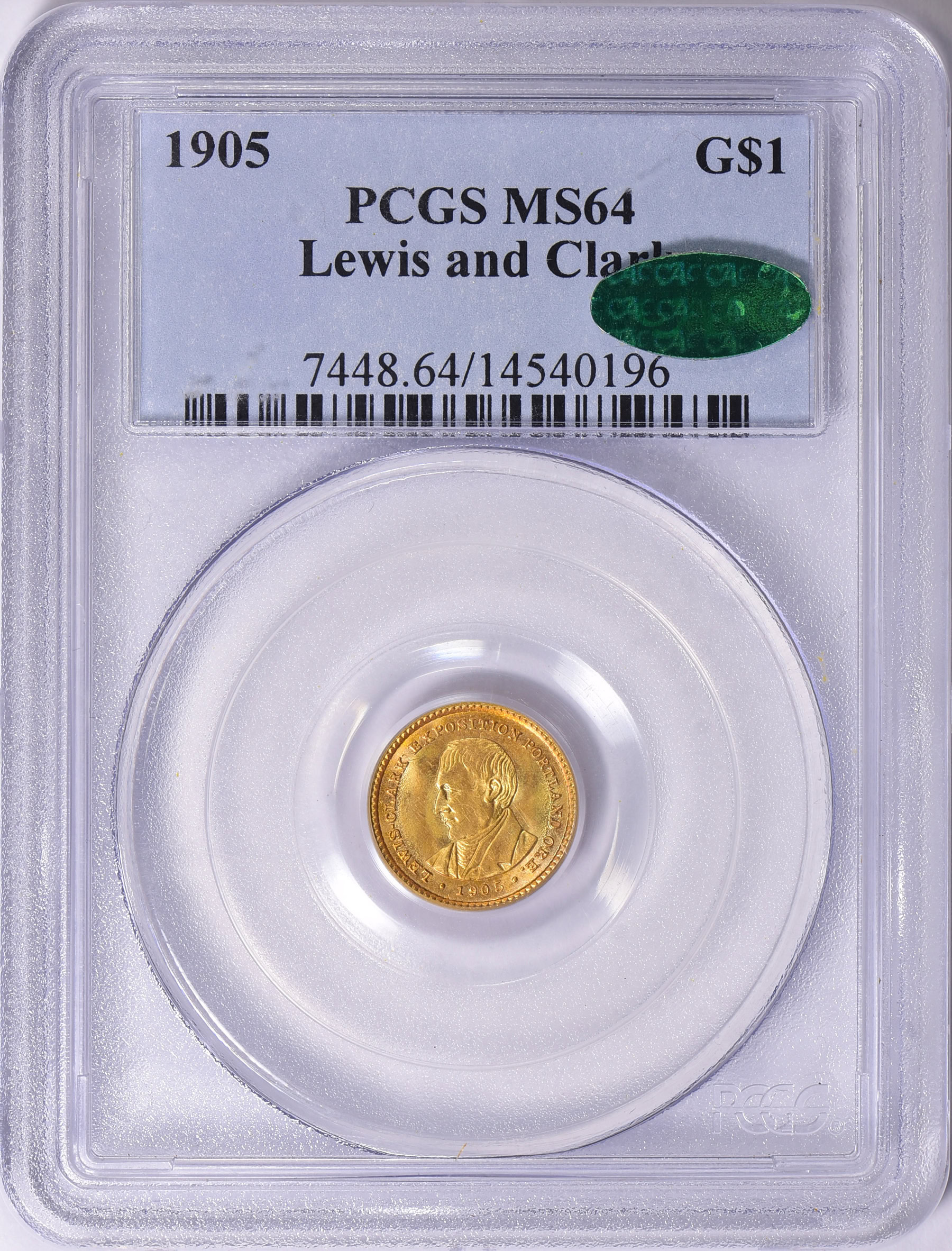 1905 Lewis and Clark Exposition Gold Dollar PCGS MS-64 (CAC Green ...