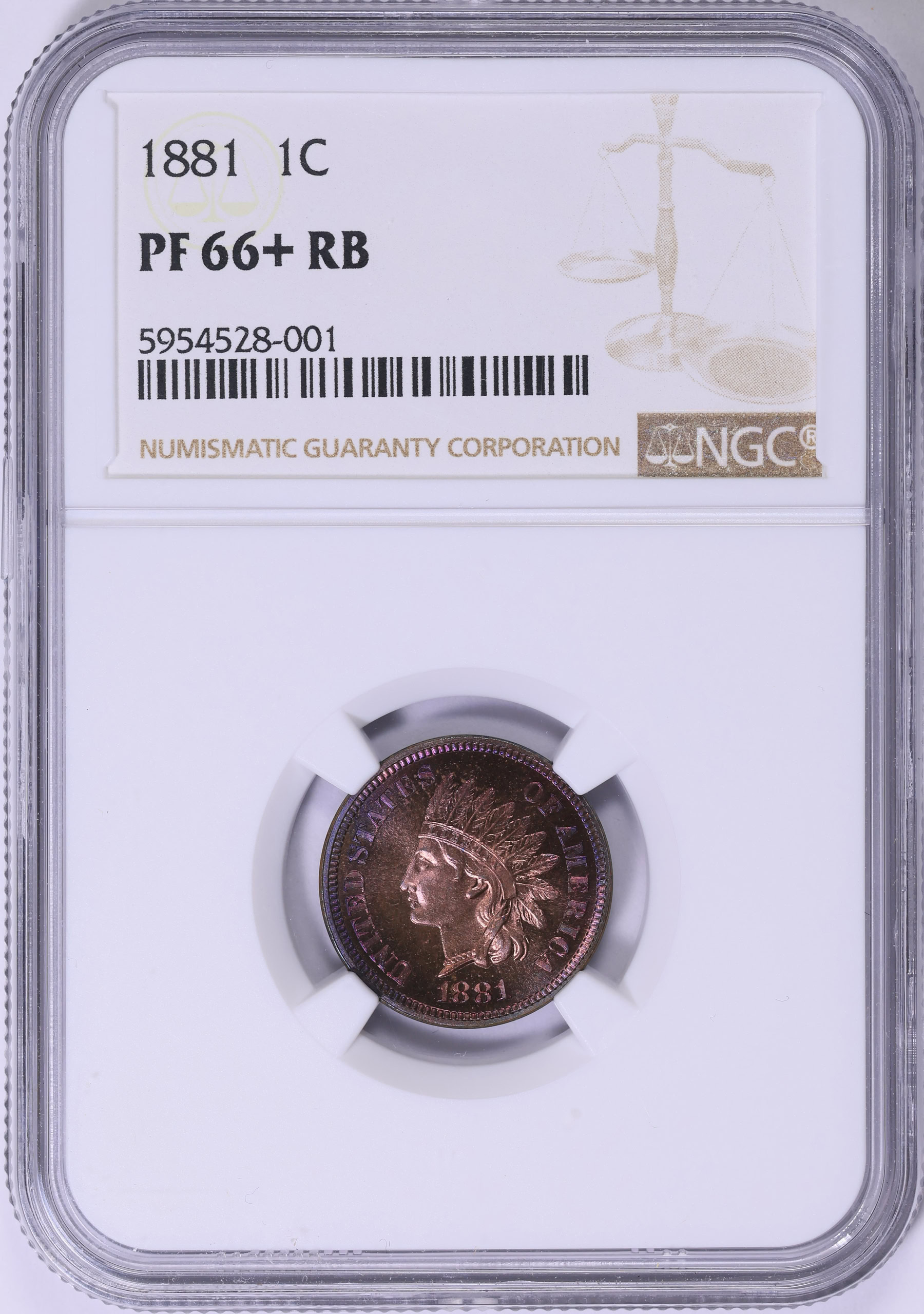 1881 Indian Cent NGC Proof-66+ RB (Toned) (Item 1773233) | GreatCollections Coin Auctions