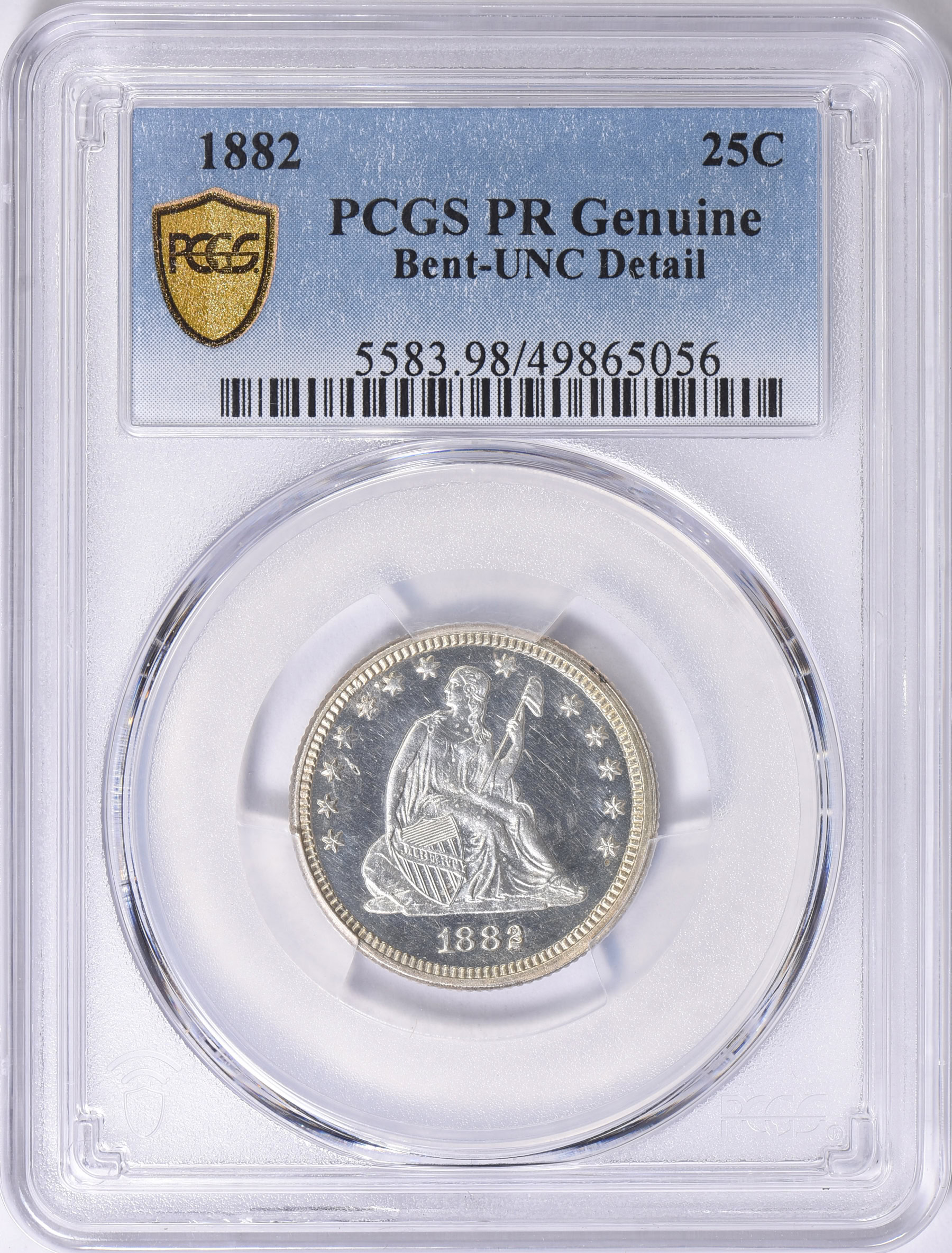 1882 Seated Liberty Quarter PR PCGS Genuine Unc Details (Item 1773273) | GreatCollections Coin ...