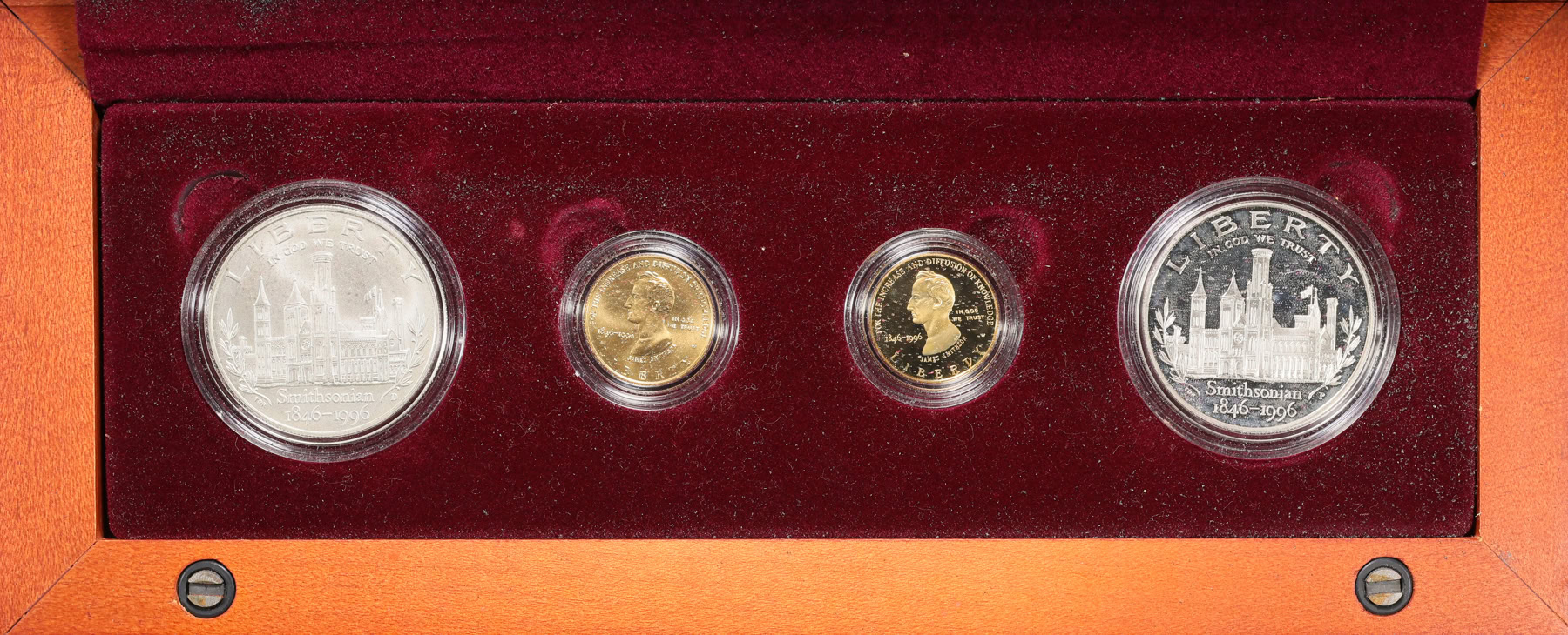 1996 Smithsonian Institution 150th Anniversary Silver Dollar and Gold ...