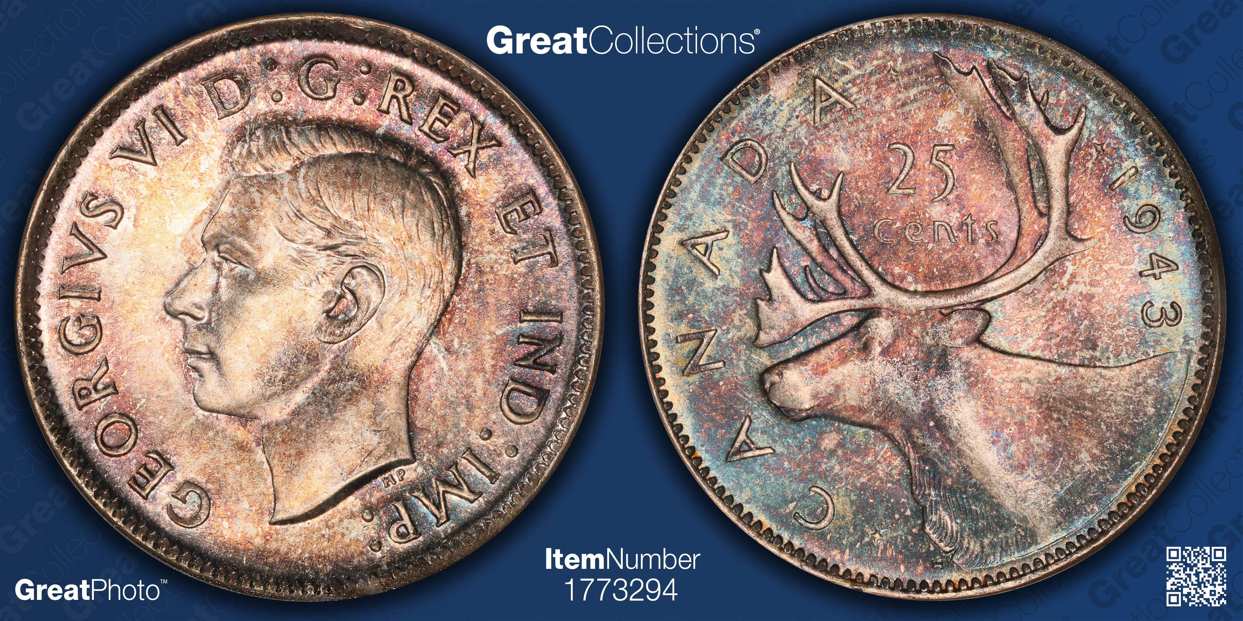 Canada 1943 Silver 25 Cents KM-35 NGC MS-65 (Toned) (Item 1773294 ...