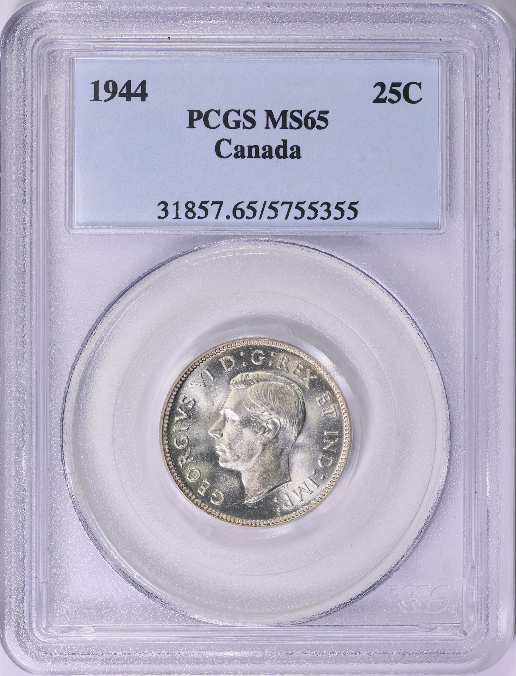Canada 1944 Silver 25 Cents KM-35 PCGS MS-65 (Item 1773295 ...