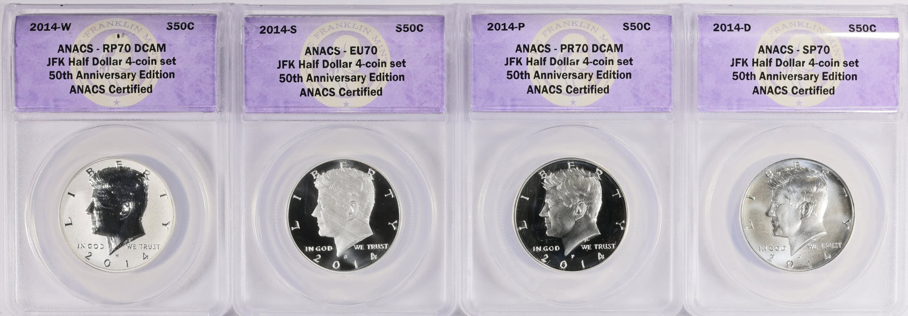 2014 Kennedy Half Dollar Silver. Set 50th Anniversary ANACS SP-70/Proof ...