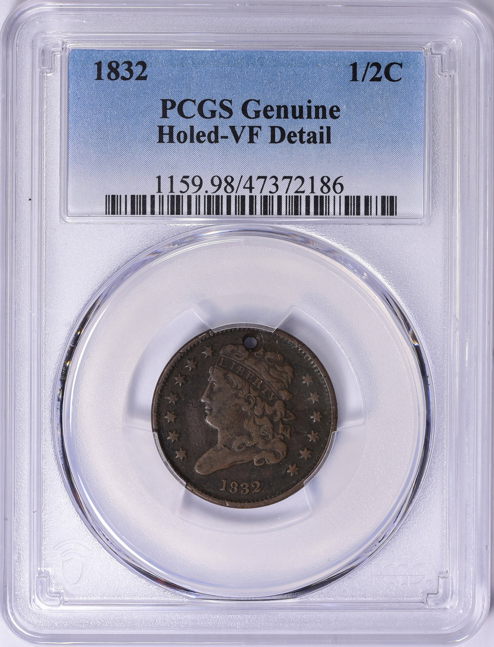 1832 Classic Half Cent PCGS Genuine VF Details (Item 1773715 ...