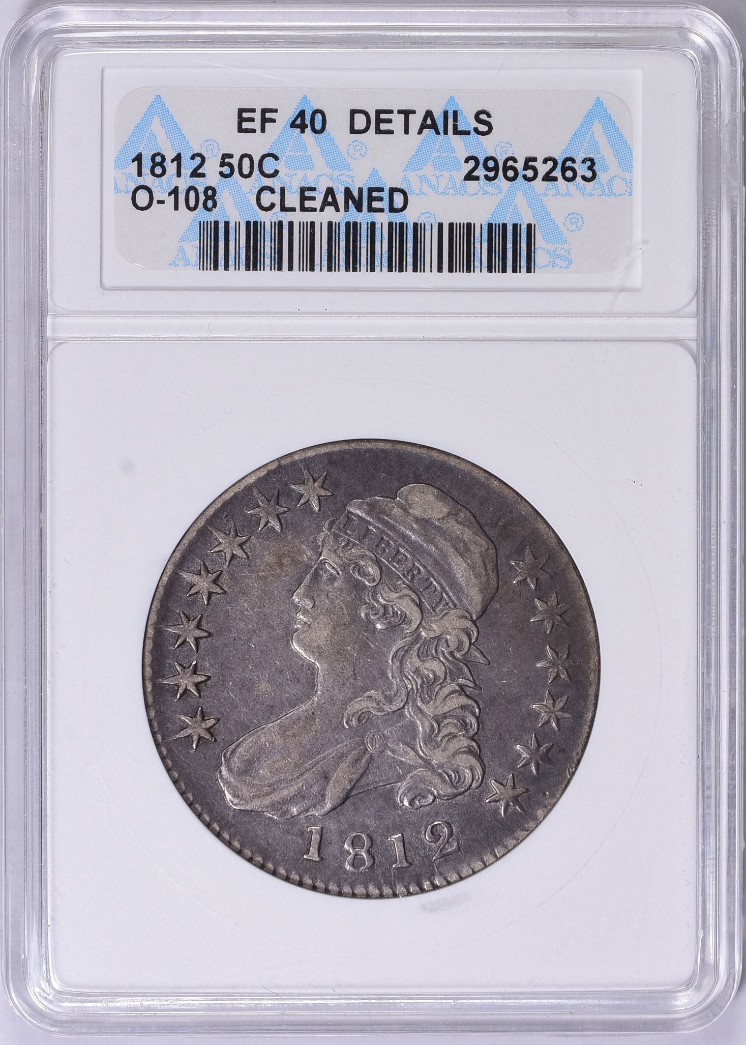 1812 Capped Bust Half Dollar Overton 108 ANACS EF-40 Details OH (Item ...