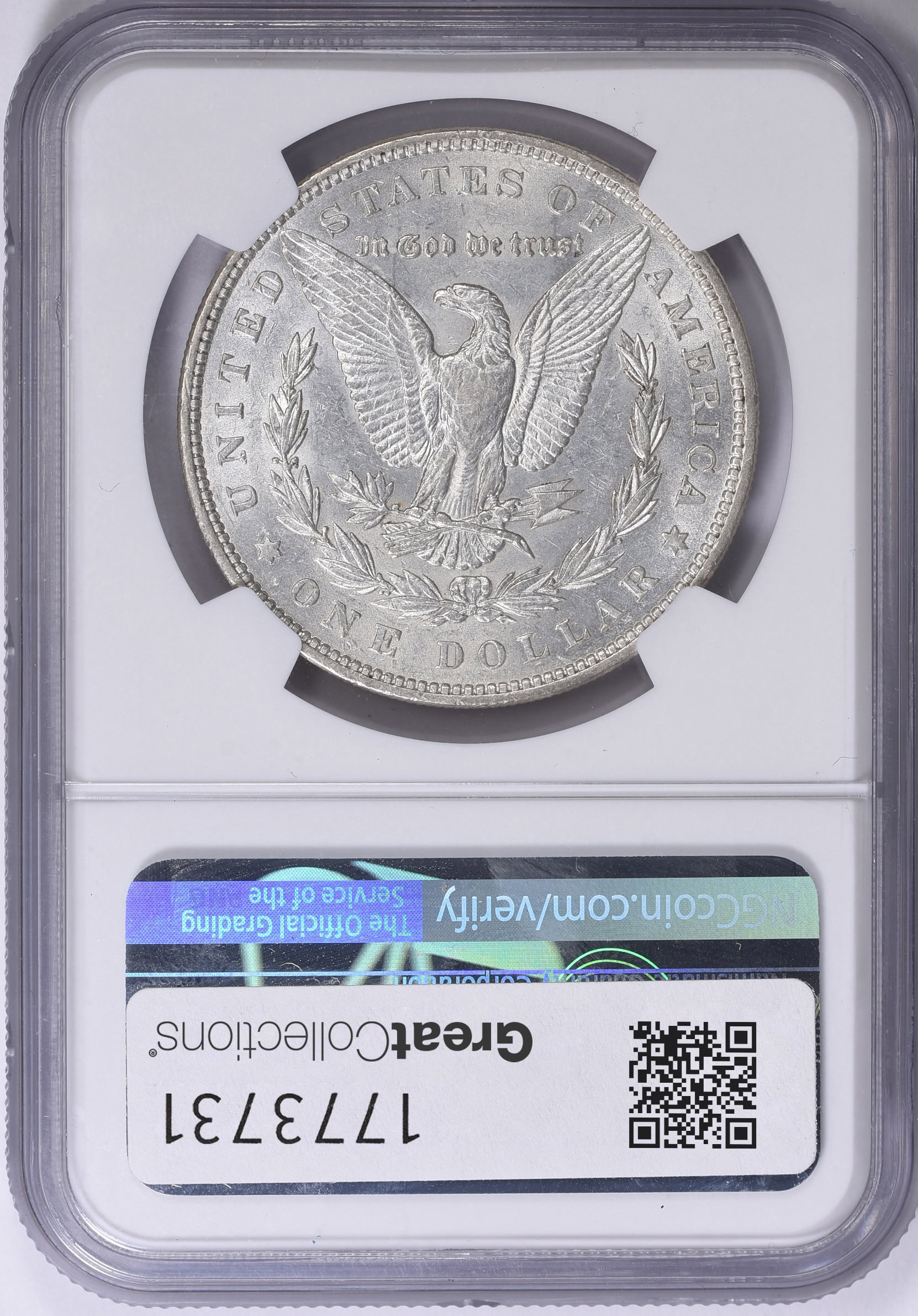 1878 Morgan Silver Dollar 7 Tailfeathers, Reverse of 1879 NGC AU-55 ...