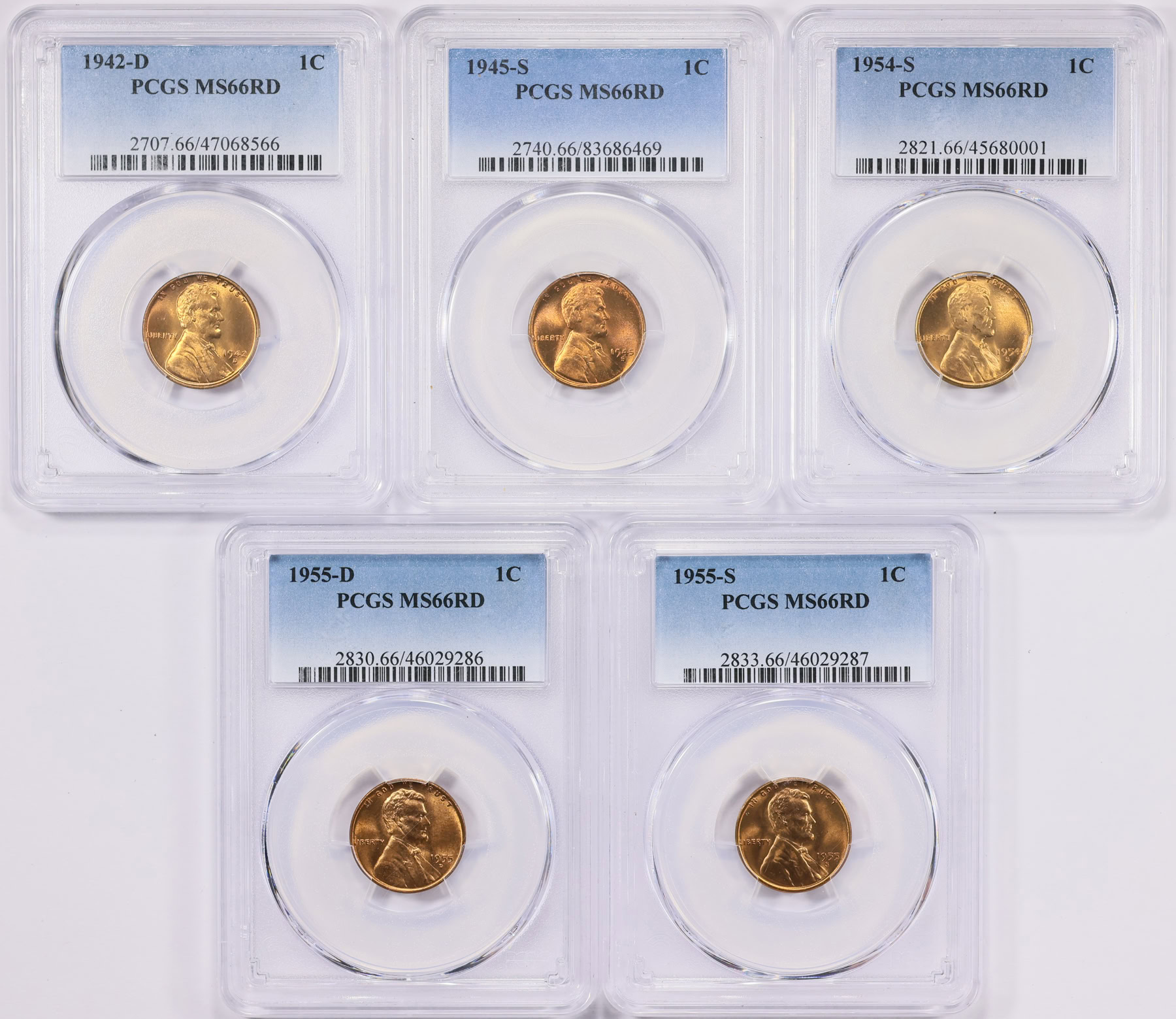 1942-D - 1961 Lincoln Cent Selection PCGS MS-66 RD (9 Coins) (Item 1774124) | GreatCollections ...