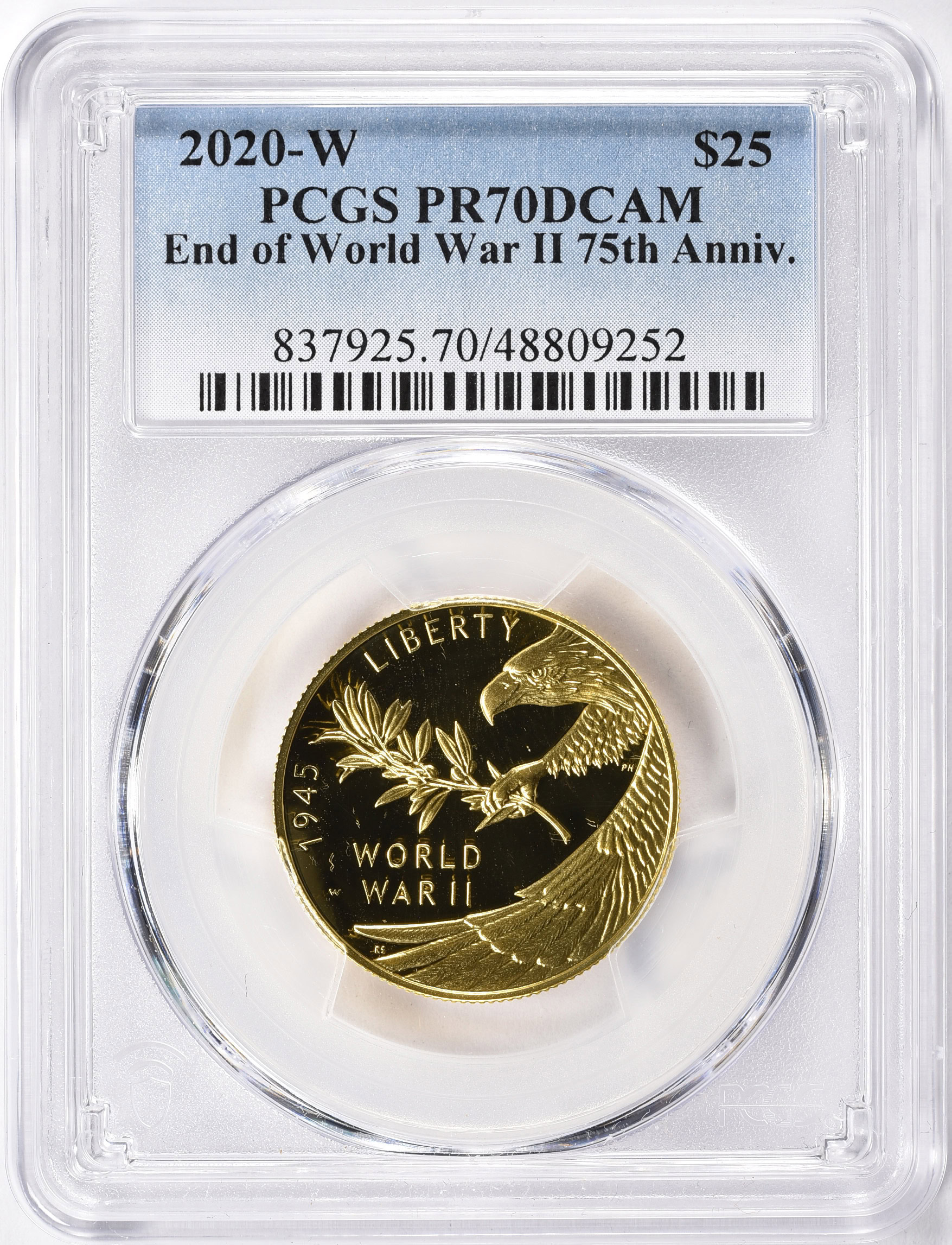 2020-W End of World War II 75th Anniversary Gold $25 PCGS Proof-70 DCAM ...