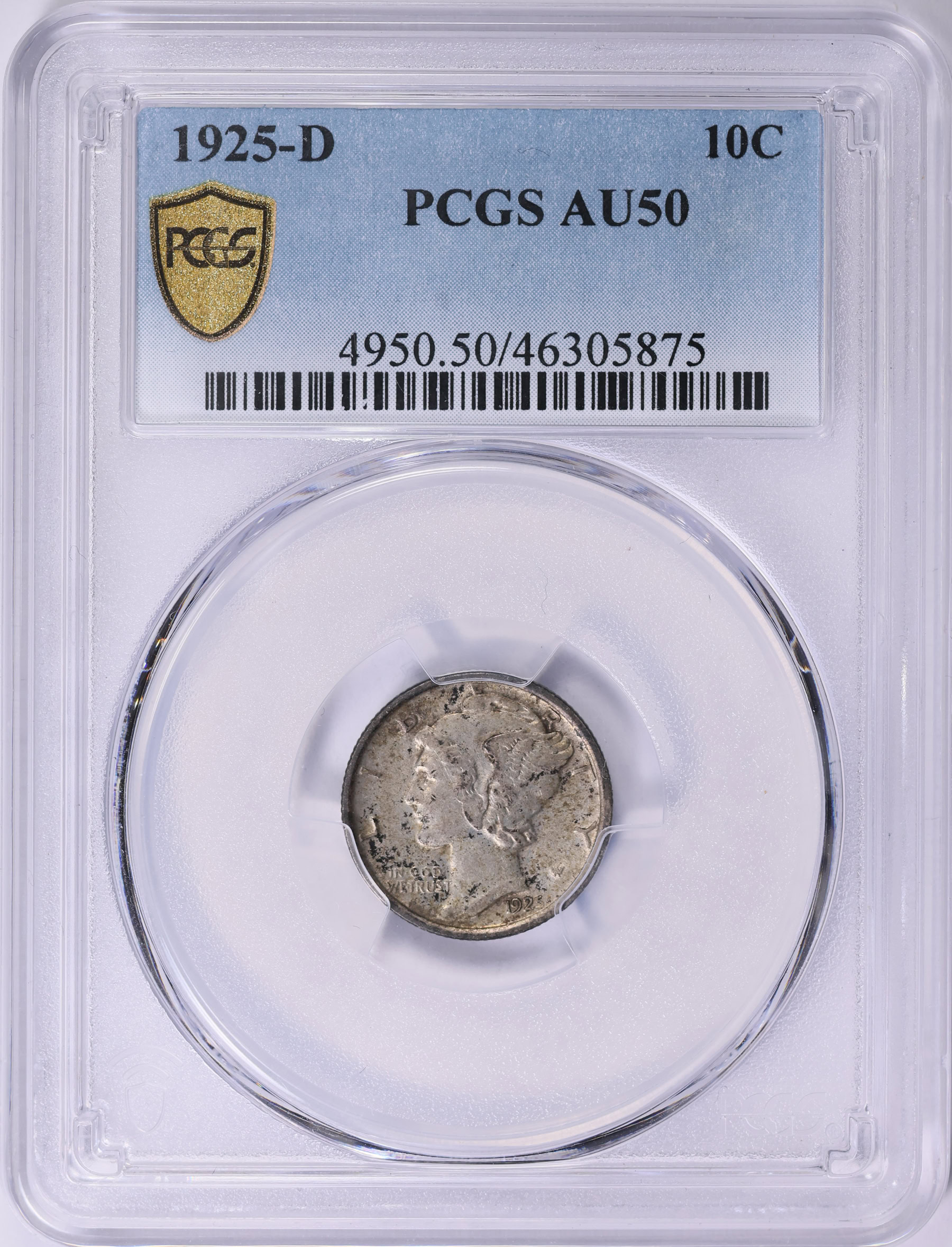 1925-D Mercury Dime PCGS AU-50 (Item 1774346) | GreatCollections Coin Auctions