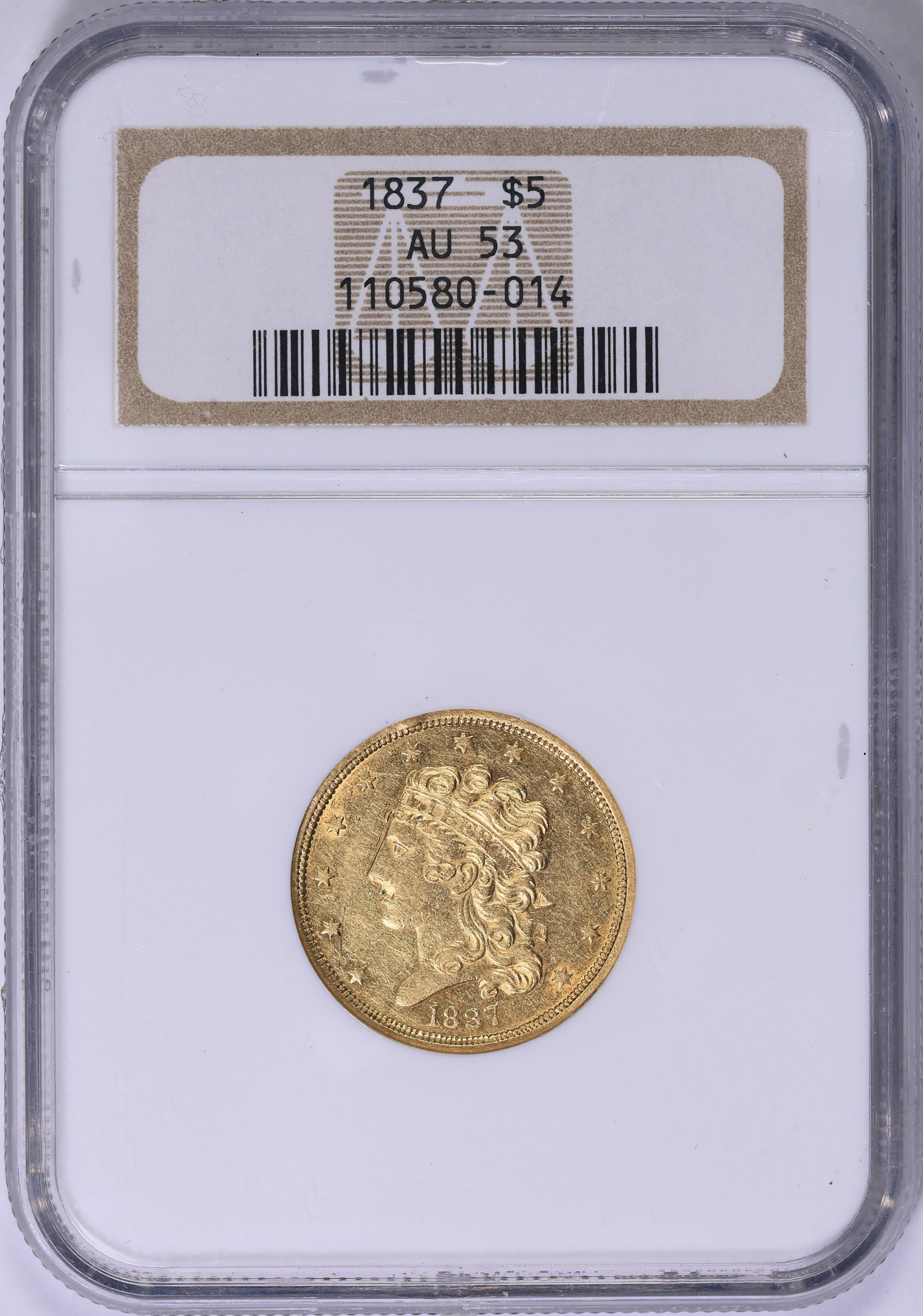 1837 Classic Head Gold Half Eagle NGC AU-53 (Item 1774401) | GreatCollections Coin Auctions