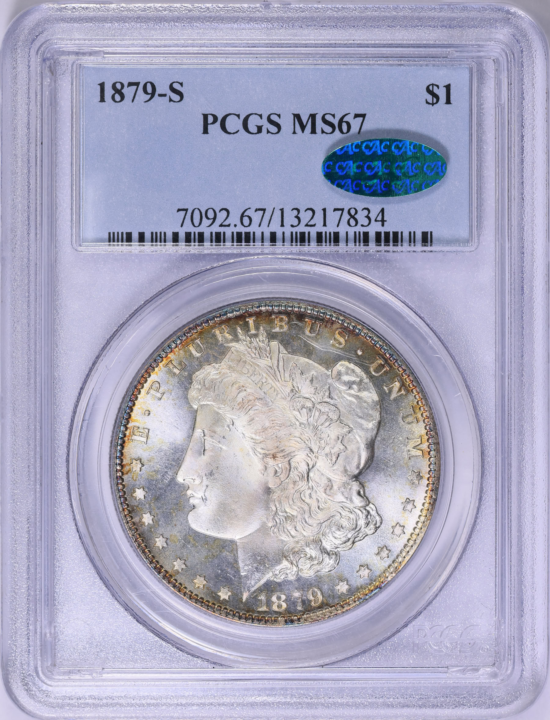 1879-S Morgan Silver Dollar PCGS MS-67 (CAC Green) (Toned) (Item 1774448) | GreatCollections ...