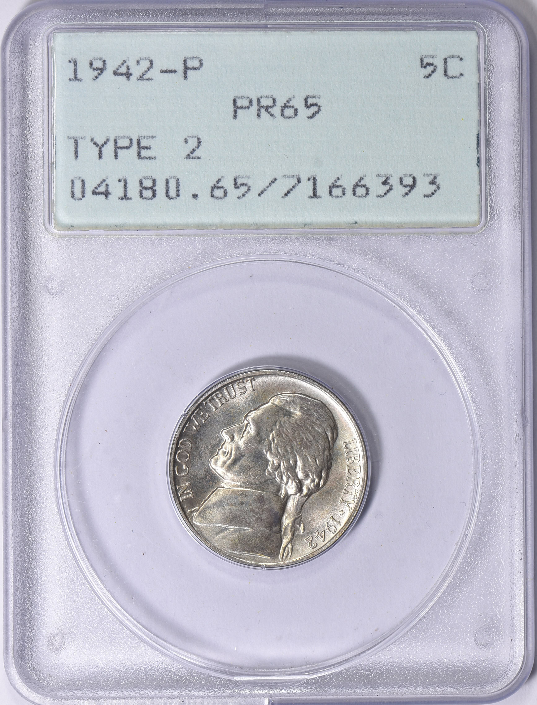 1942-P Jefferson Nickel Type 2 PCGS Proof-65 OGH (1st Gen) (Item 1774460) | GreatCollections ...