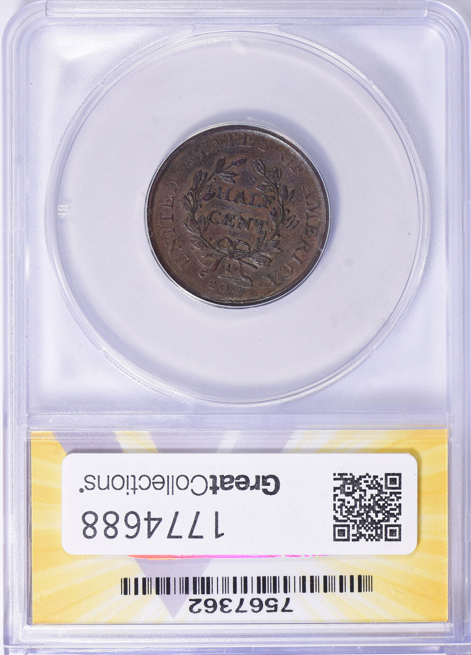 1807 Draped Bust Half Cent ANACS XF-45 Details (Item 1774688 ...