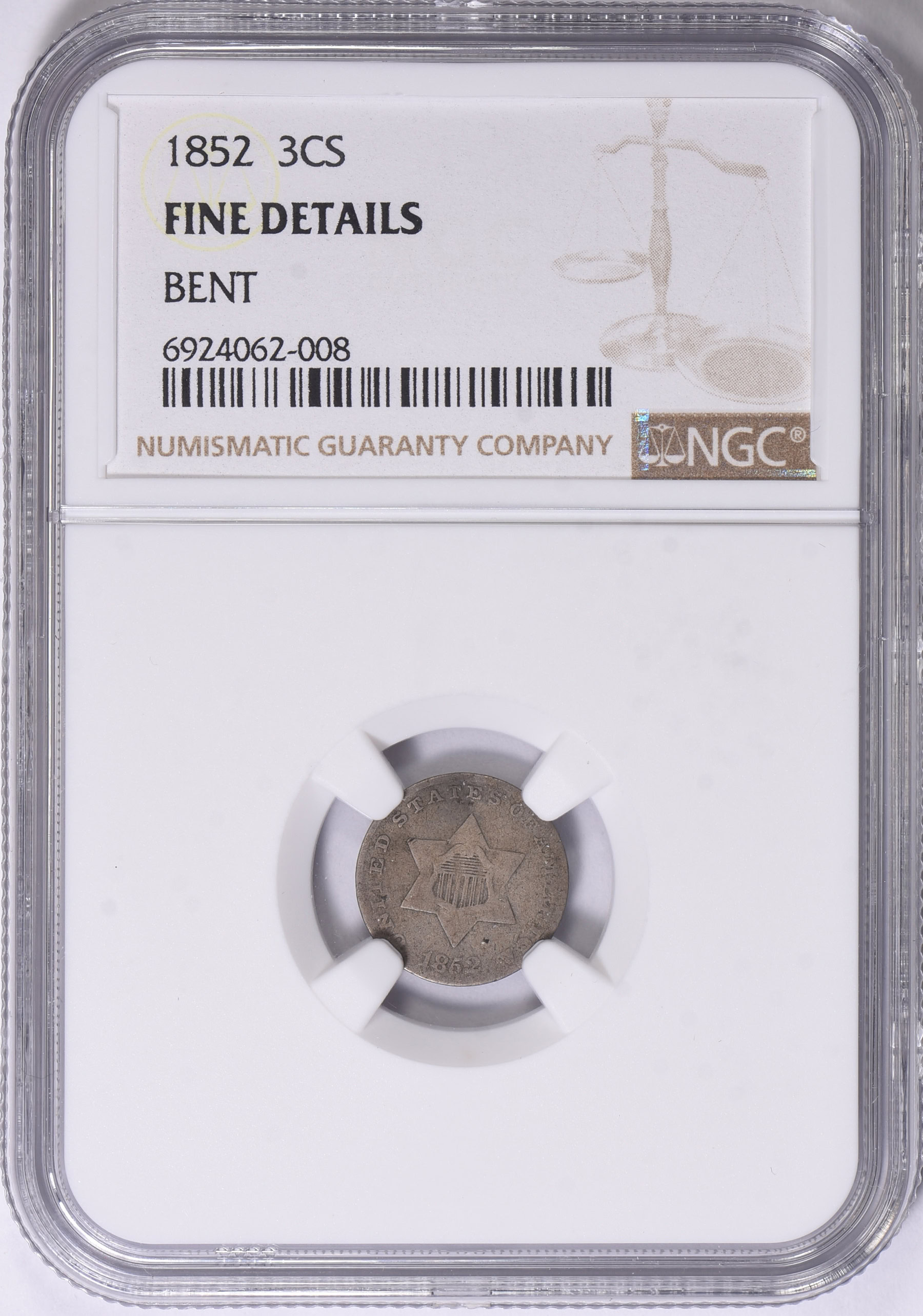 1852 Silver Three-Cent Piece NGC Fine Details (Item 1774695 ...