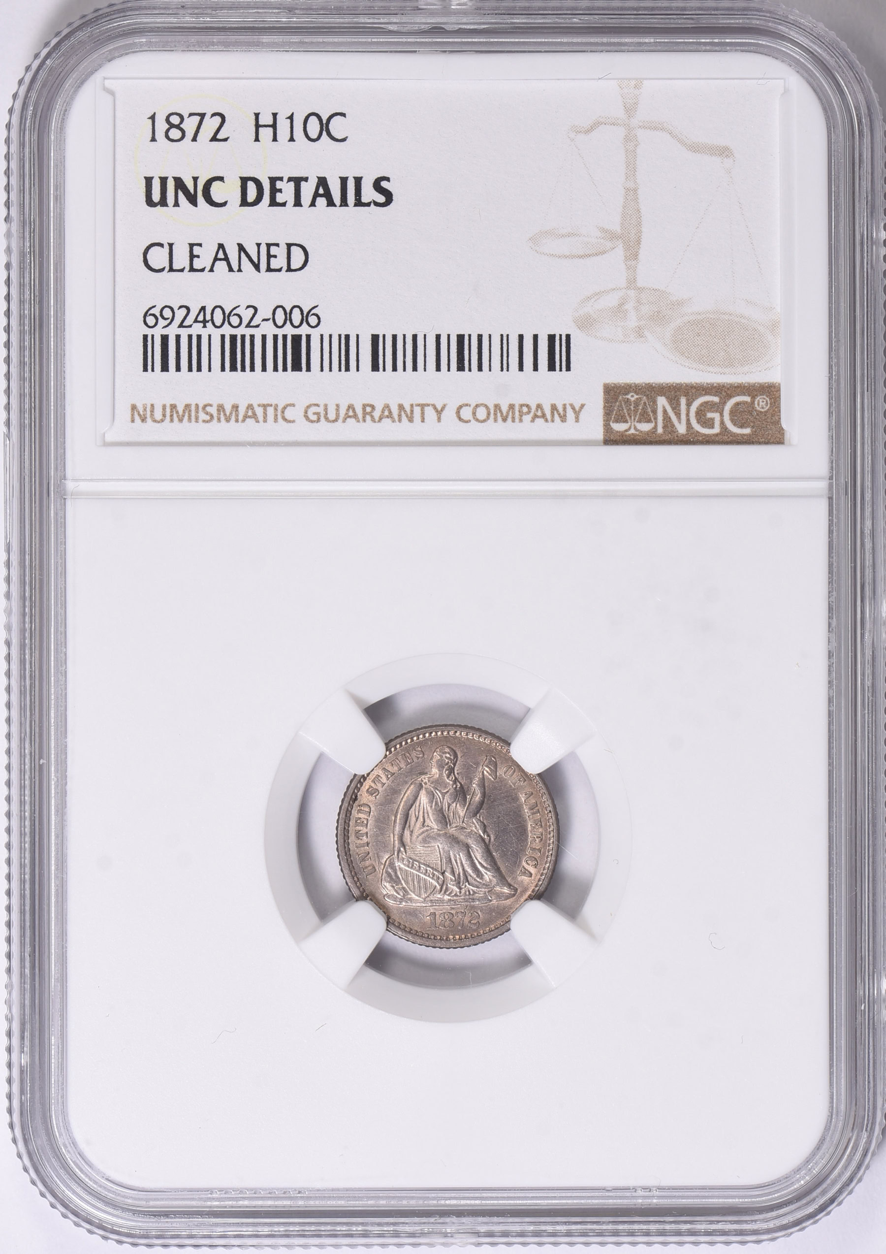 1872 Seated Liberty Half Dime NGC Unc Details (Item 1774698) | GreatCollections Coin Auctions