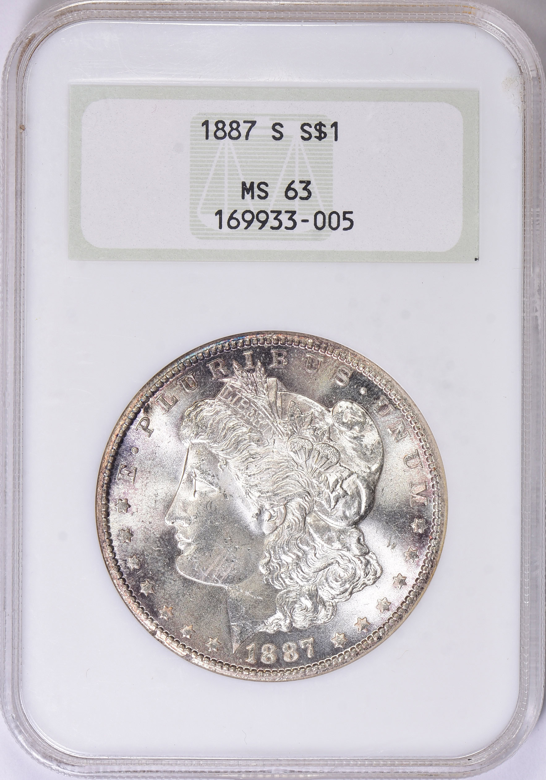 1887-S Morgan Silver Dollar NGC MS-63 OH (Toned) (Item 1774727) | GreatCollections Coin Auctions