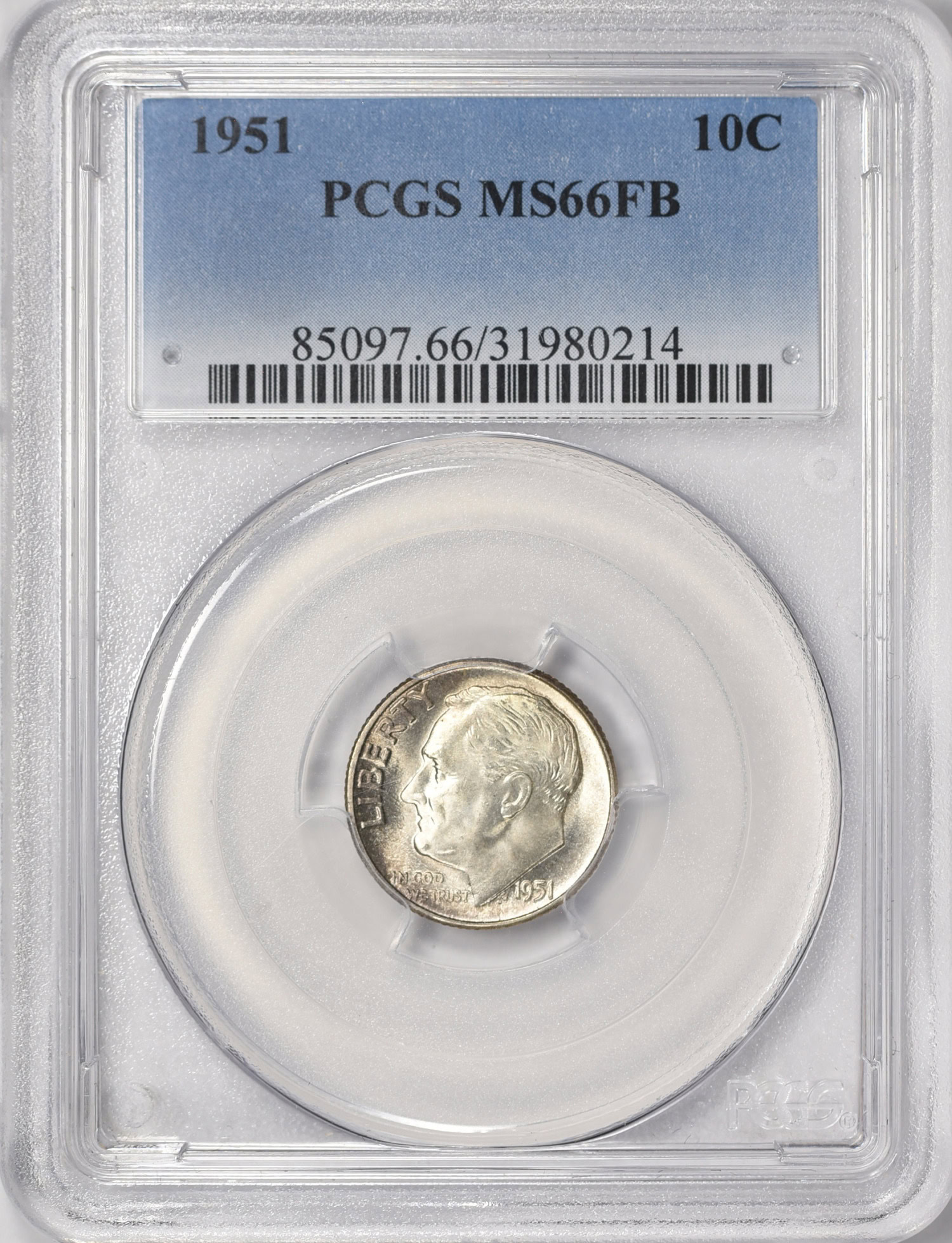 1951 Roosevelt Dime PCGS MS-66 FB (Item 1775135) | GreatCollections ...